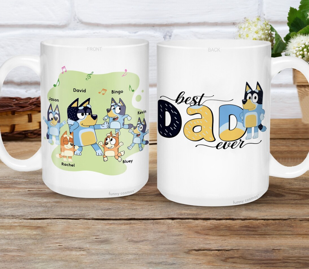 Custom Bluey Dad Mug, Bluey Best Dad Ever Mug, Bluey Bandit - Inspire ...