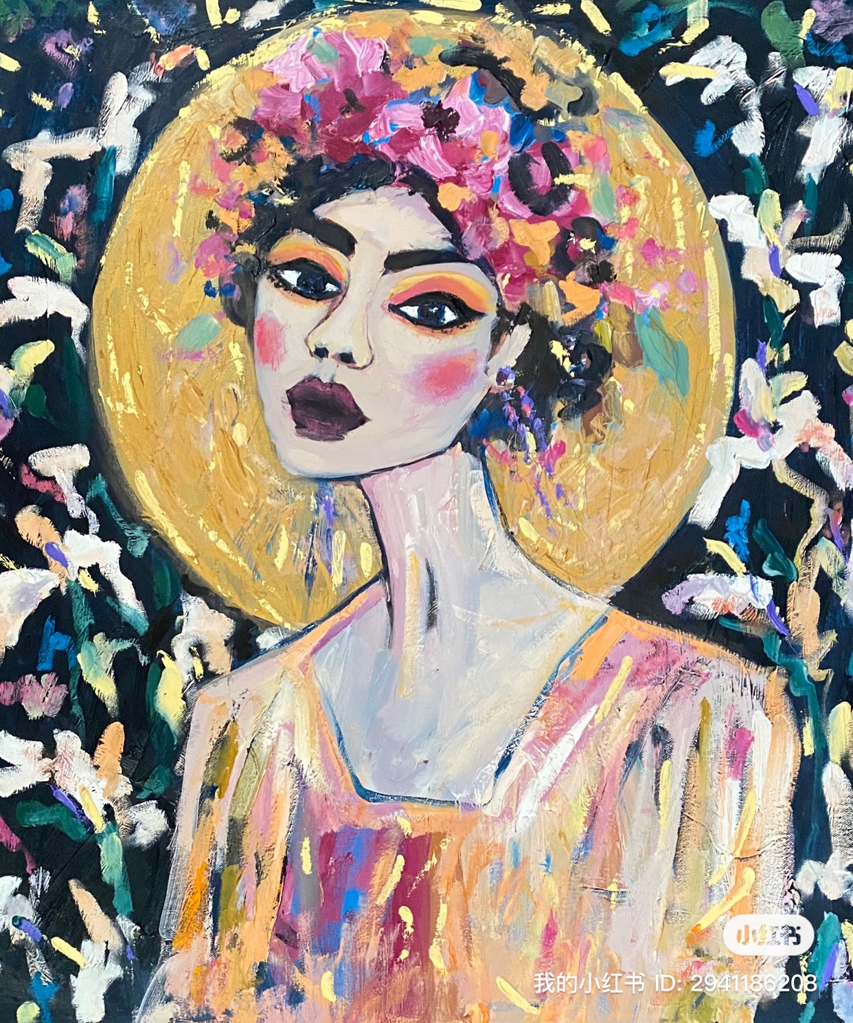Spring Goddess, Woman portrait, Original oil painting. - Inspire Uplift