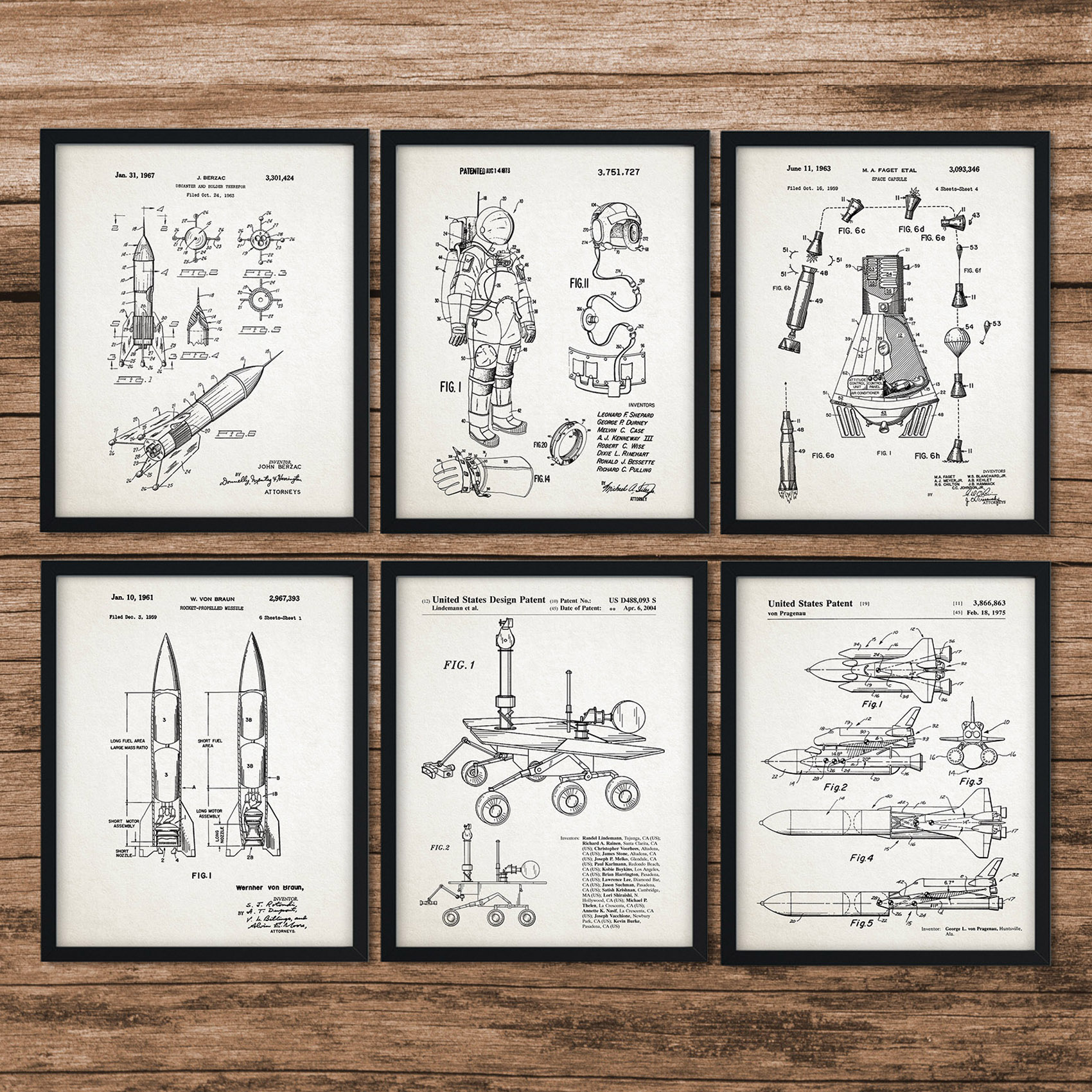 SET of 6 Space Patent Posters, Space Posters, Space Art, Spa | Inspire ...