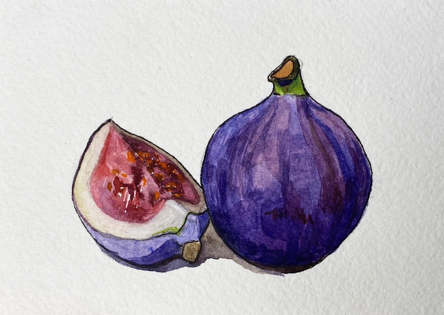Figs original painting home decor watercolor artwork fruit p - Inspire ...