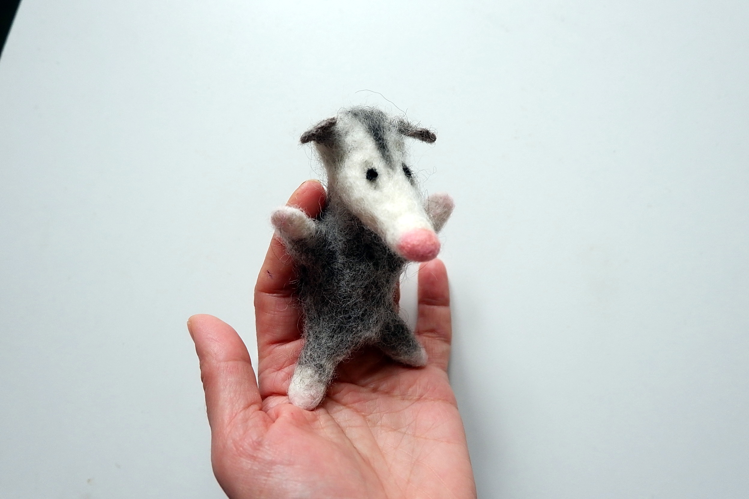 An opossum with a baby in its bag. Natural wool puppets for - Inspire ...