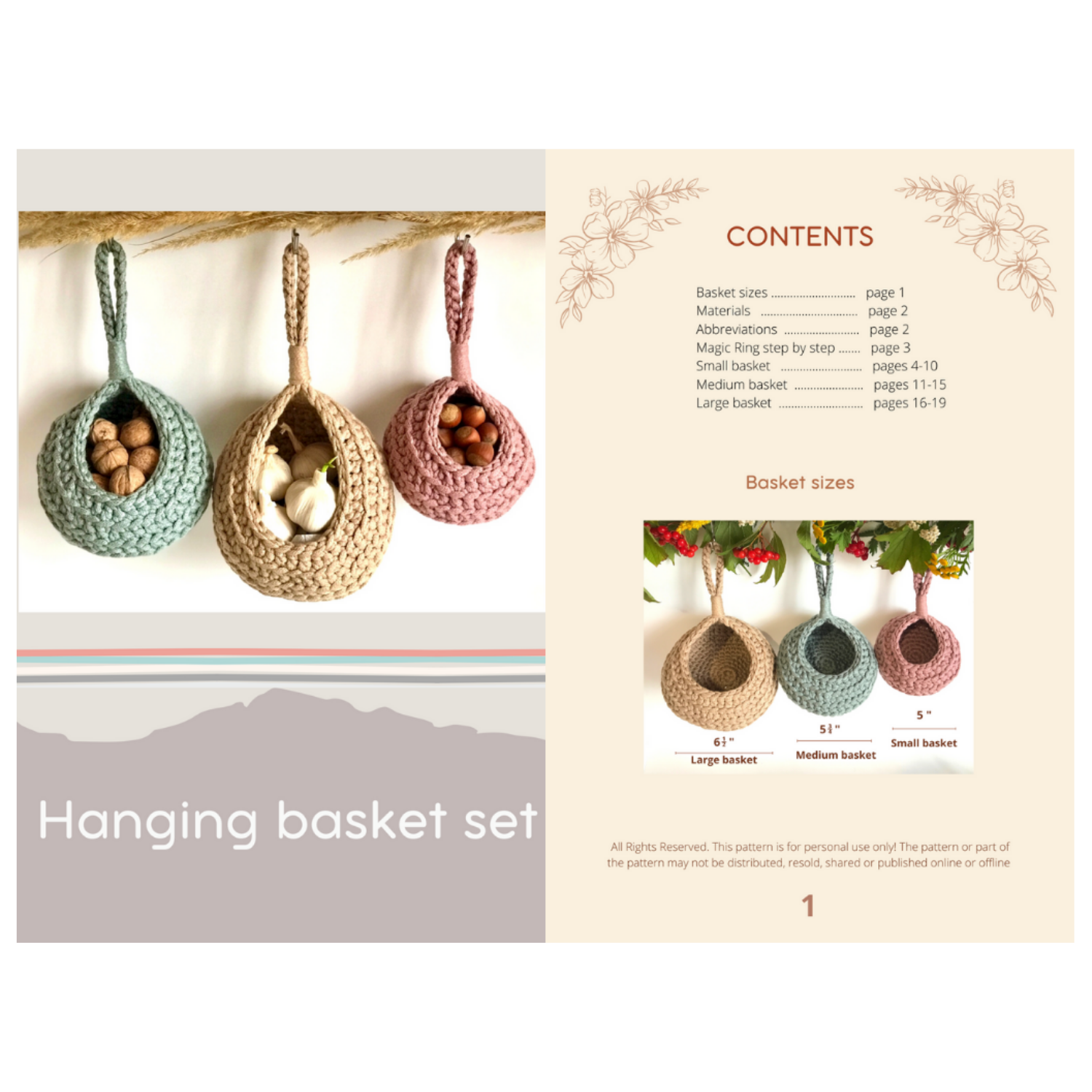PATTERN, PDF crochet pattern, crochet hanging storage basket - Inspire ...
