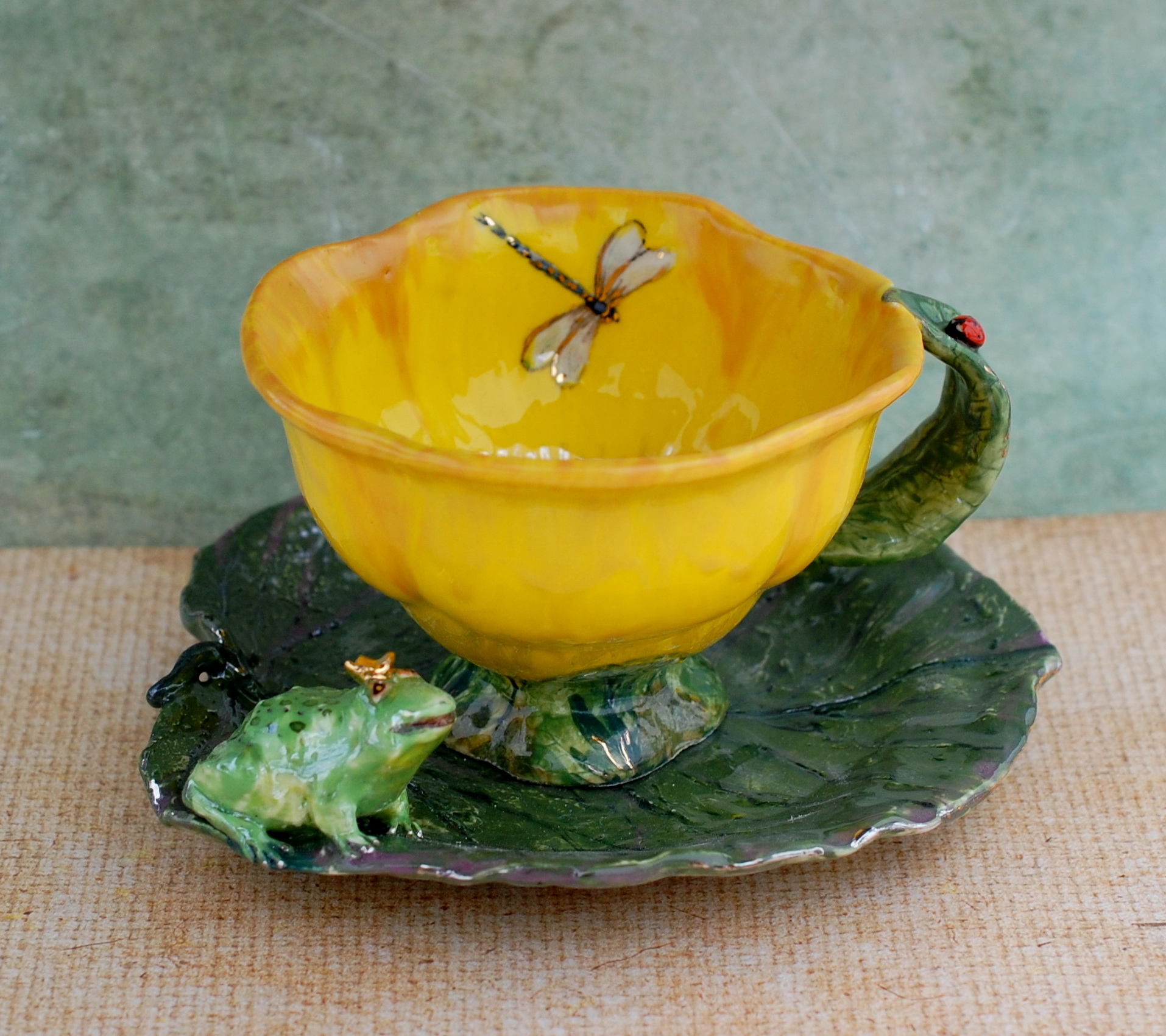 Porcelain Green yellow tea cup ( or coffee )& saucer set, Fr | Inspire ...