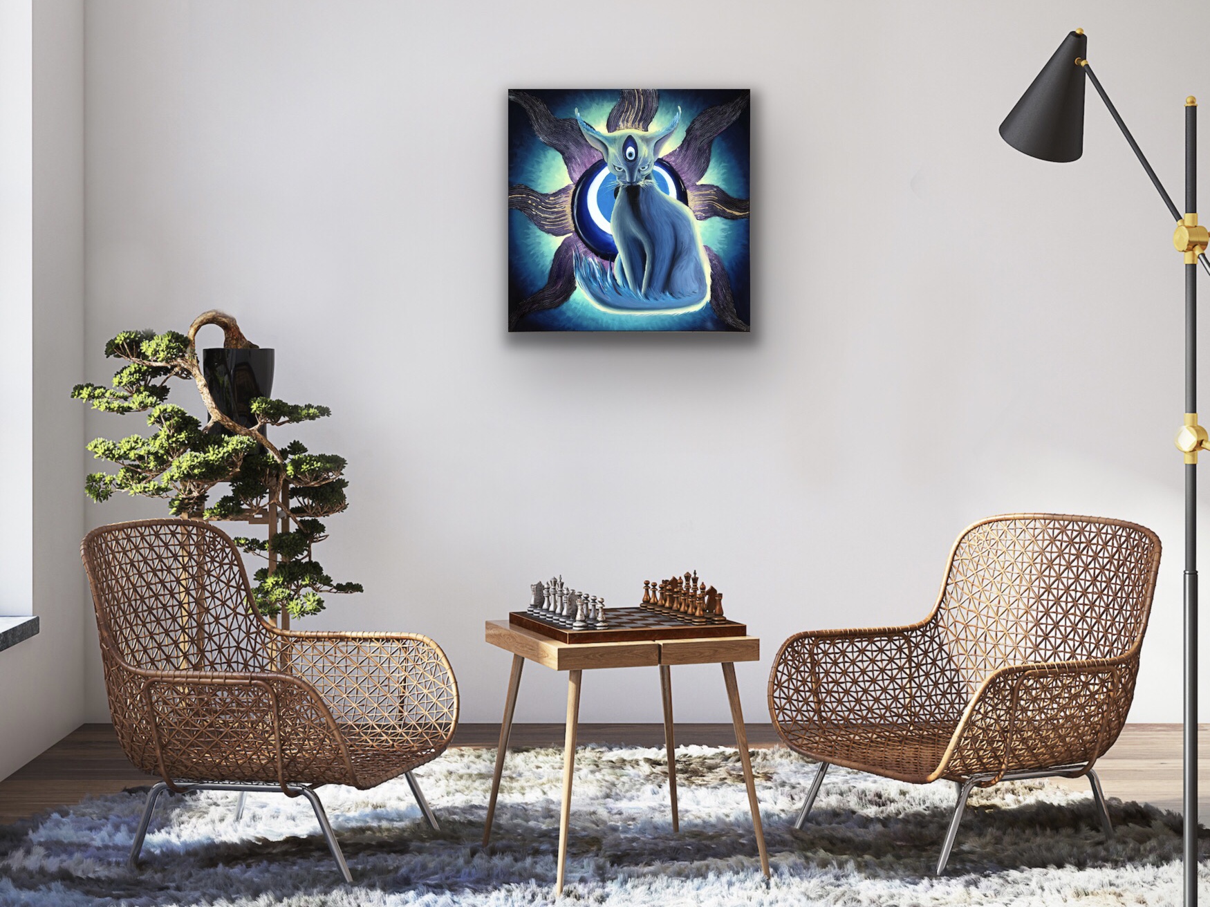 Cat Painting Fantasy Original Art Home Talisman Oil Artwork - Inspire ...