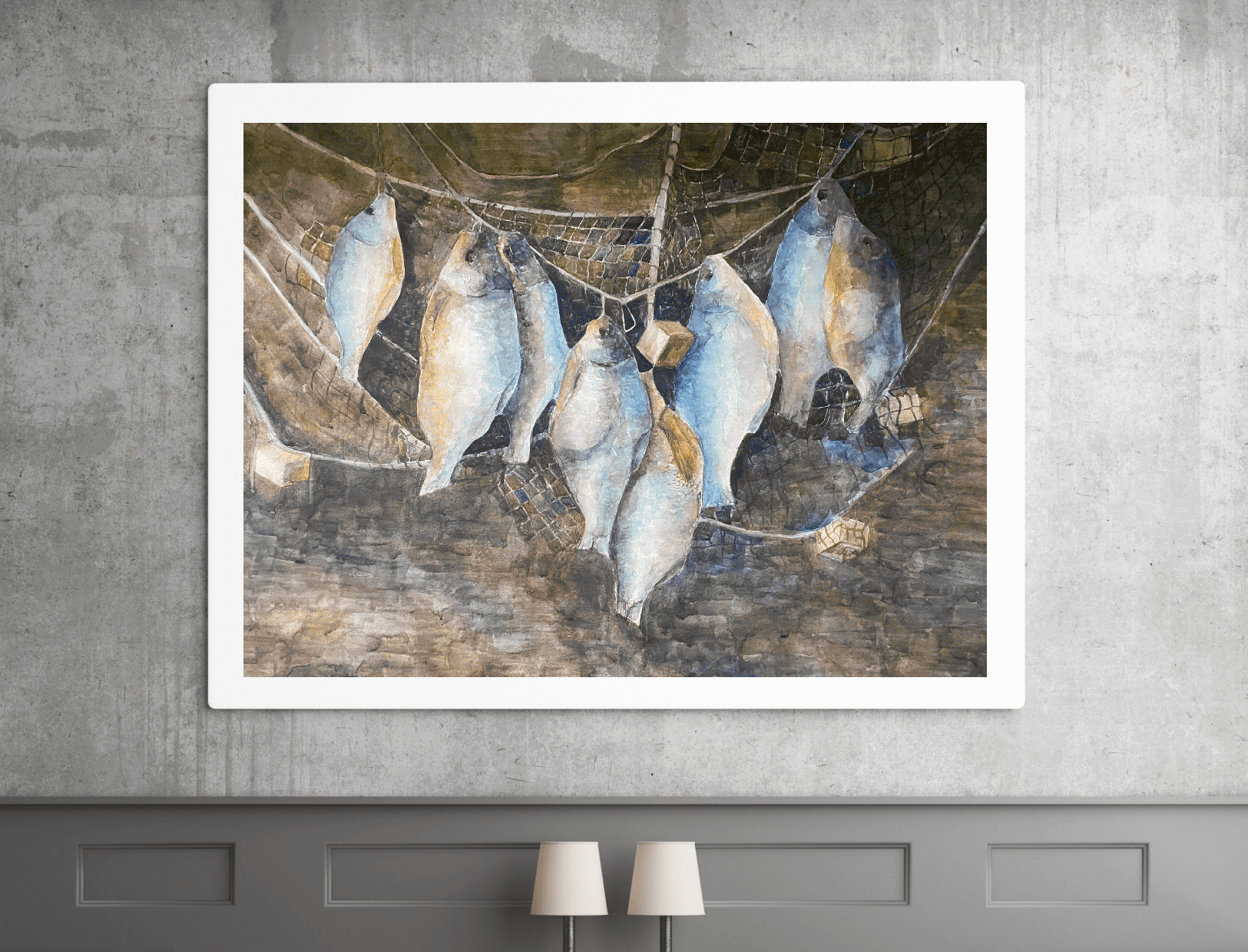 fish original painting home decor animal art wall art waterc - Inspire ...