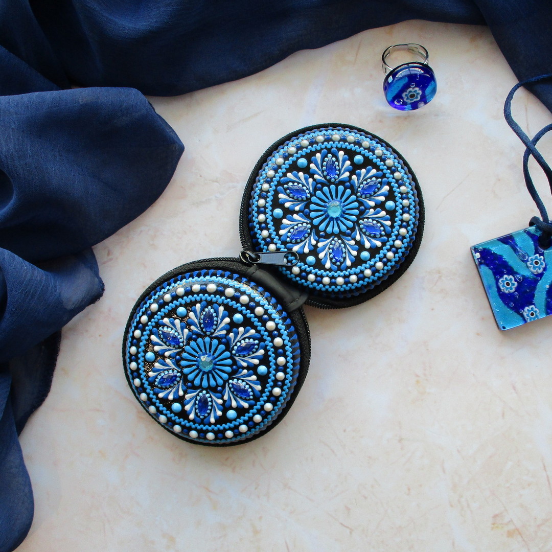 Blue travel jewelry case, Travel jewelry box, Earphone case, - Inspire ...