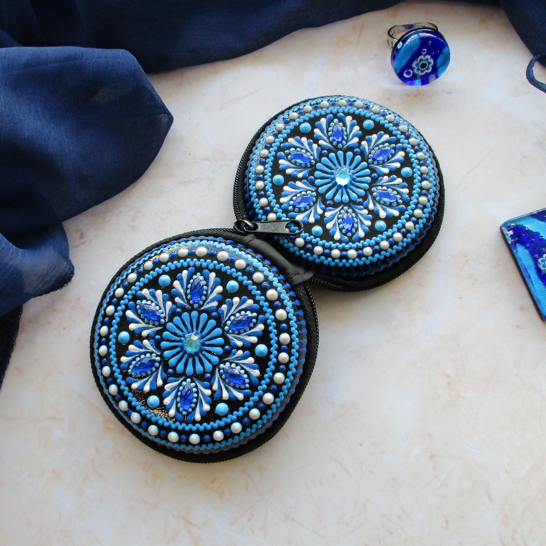 Blue travel jewelry case, Travel jewelry box, Earphone case, - Inspire ...