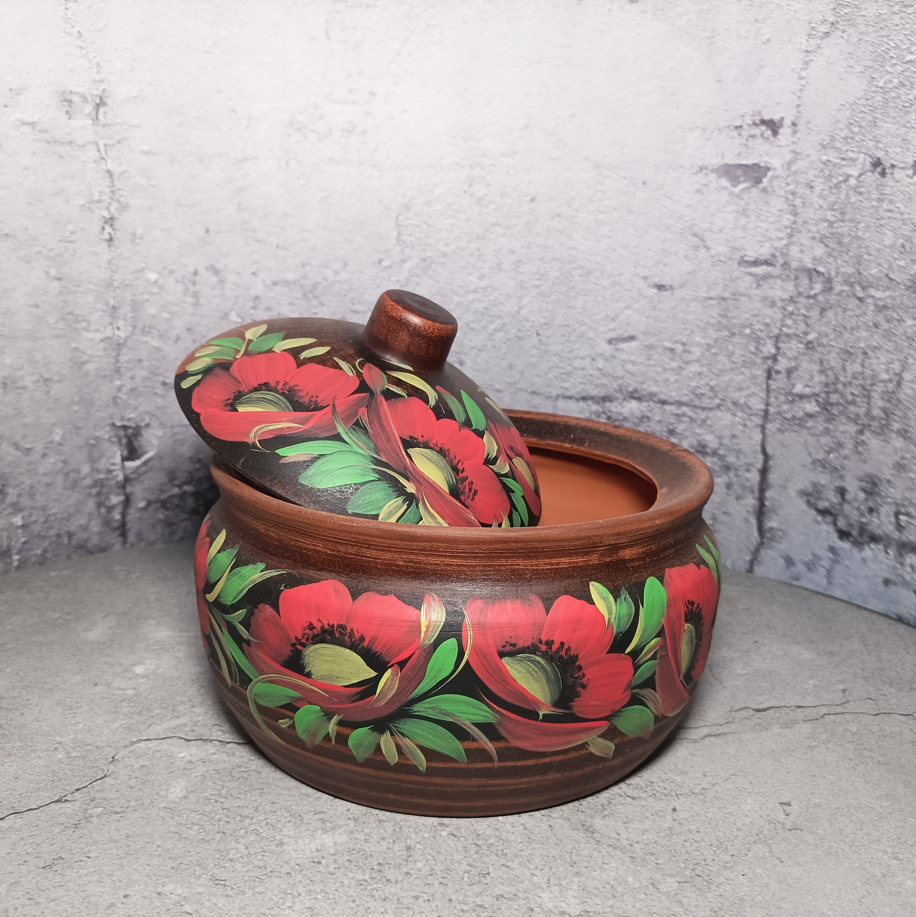Pottery casserole 84.53 fl.oz handmade red clay Cooking pot - Inspire ...