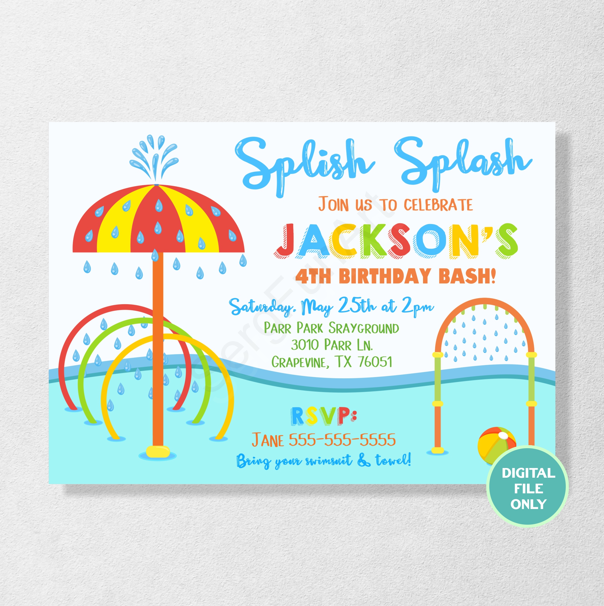 Splash Pad Invitation, Splash Pad Birthday Invitation, Splas - Inspire ...
