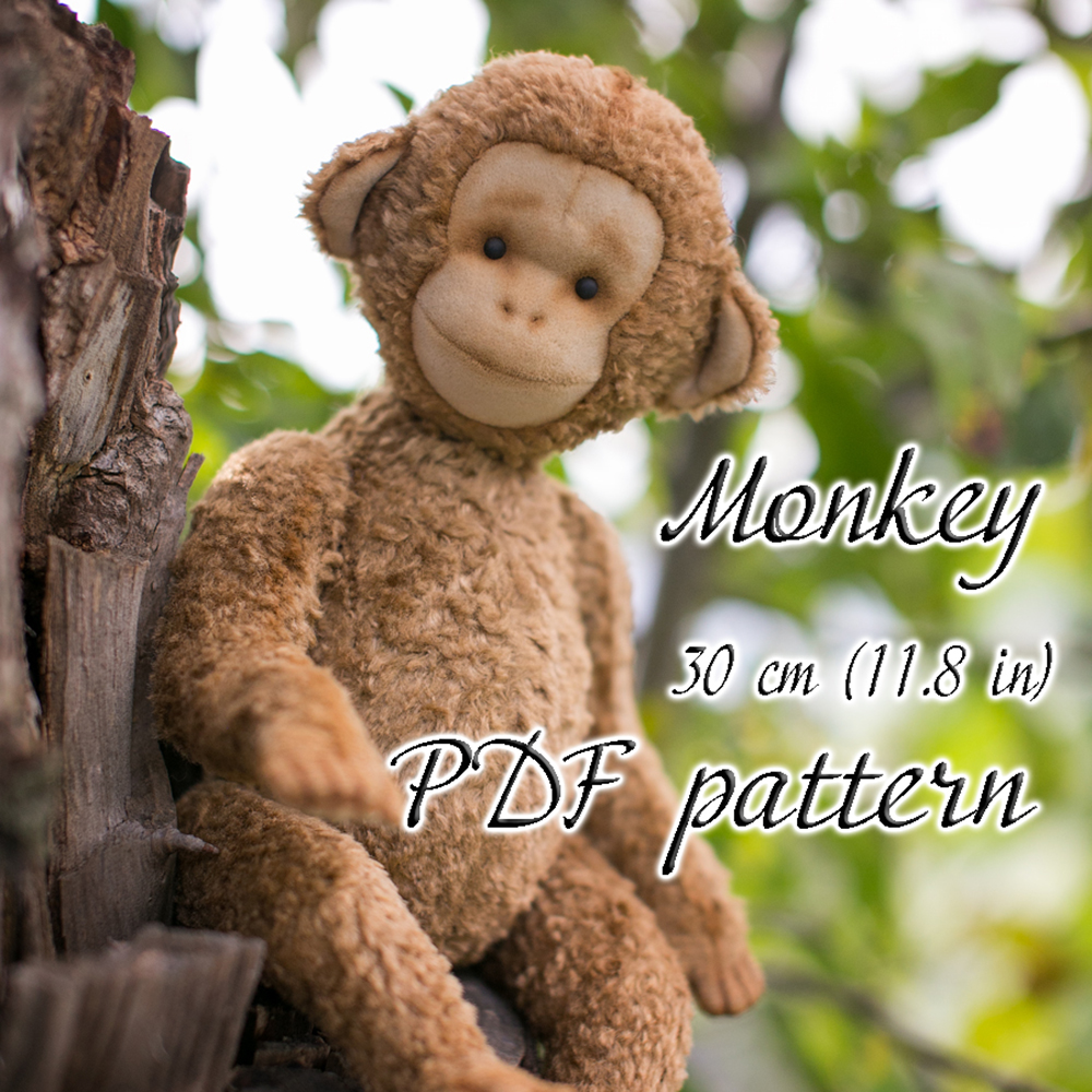 Teddy Monkey sewing pattern PDF plushie toy handmade DIY | Inspire Uplift