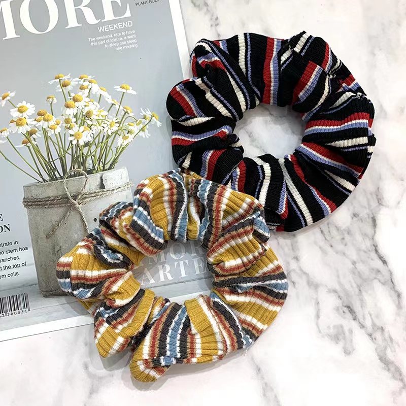 Hair Scrunchie - Large fabric striped scrunchie 4 pack Assor | Inspire ...