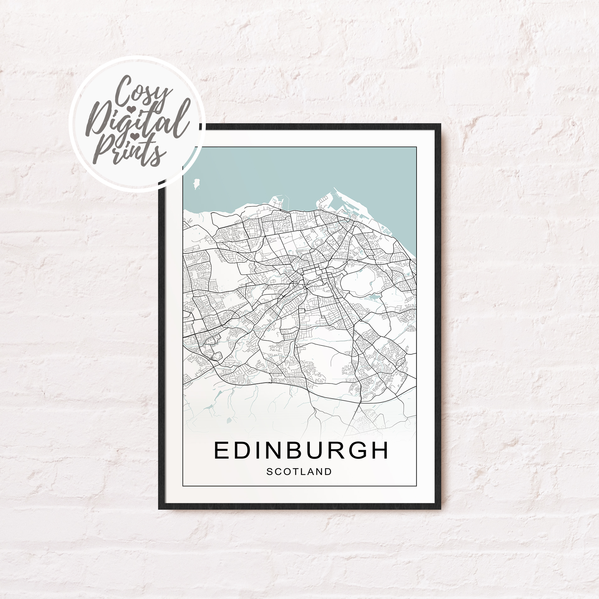 Edinburgh DIGITAL Map Print | Edinburgh DIGITAL DOWNLOAD Map - Inspire ...