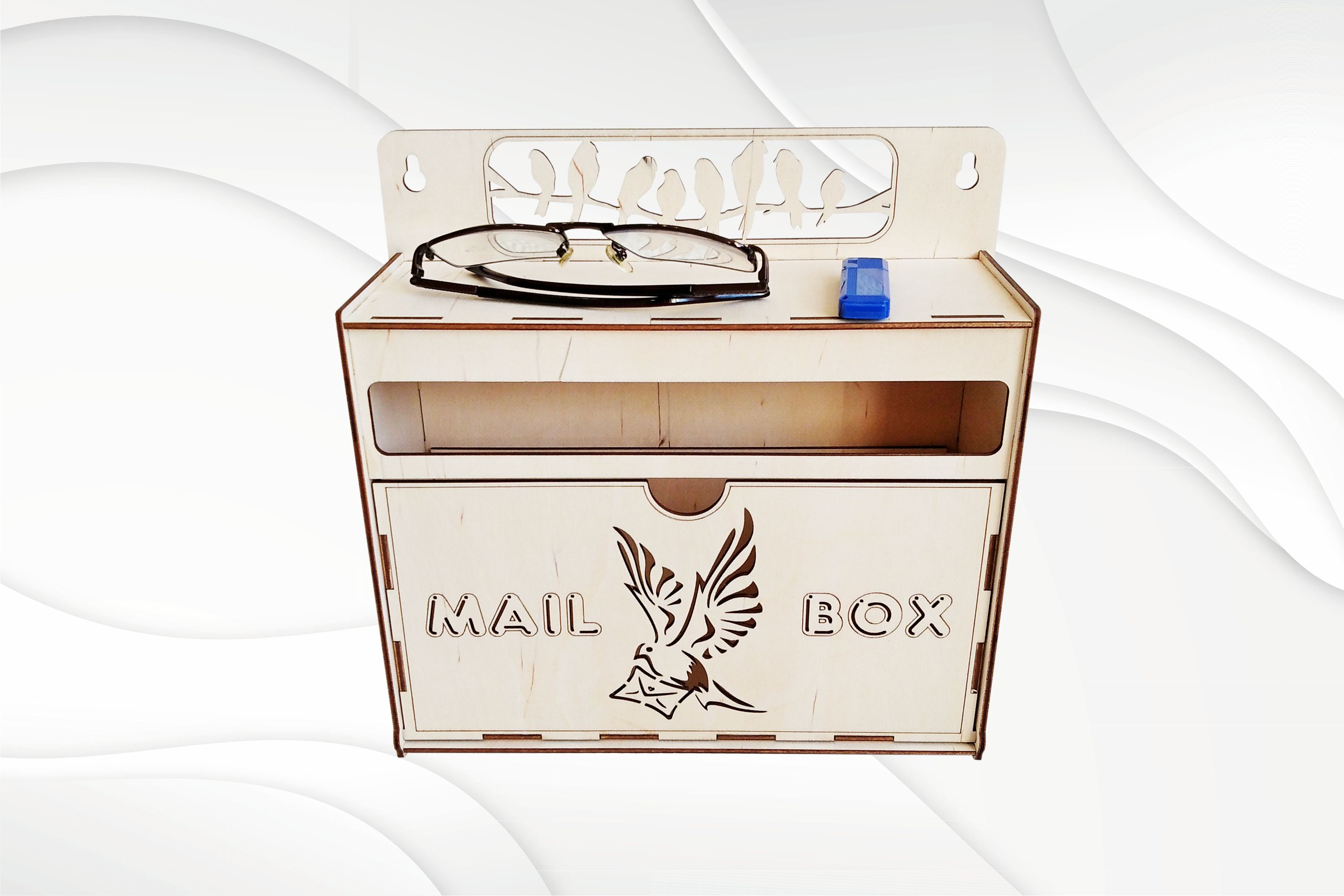 Mailbox with bird pattern, template for laser cutting. Glow - Inspire ...