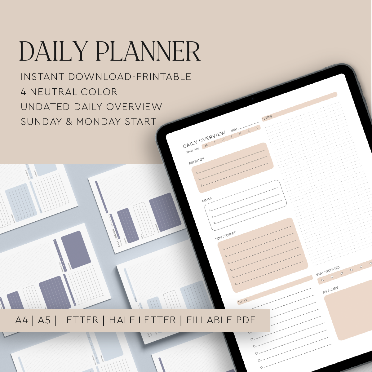 Daily Printable and Digital Planner, Undated Planner, Goodno - Inspire ...