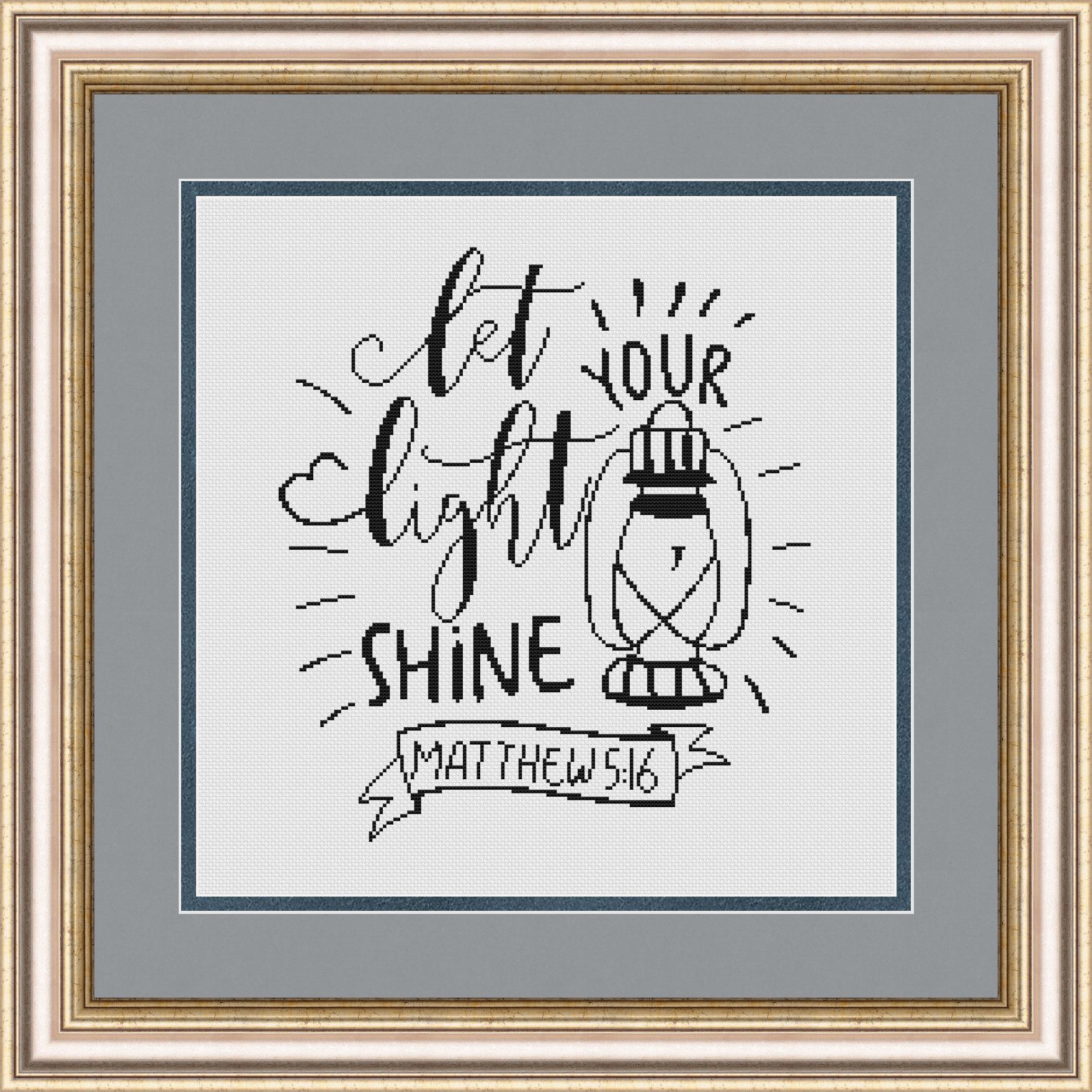 Bible cross stitch pattern "Let your light shine", Bible ver - Inspire ...