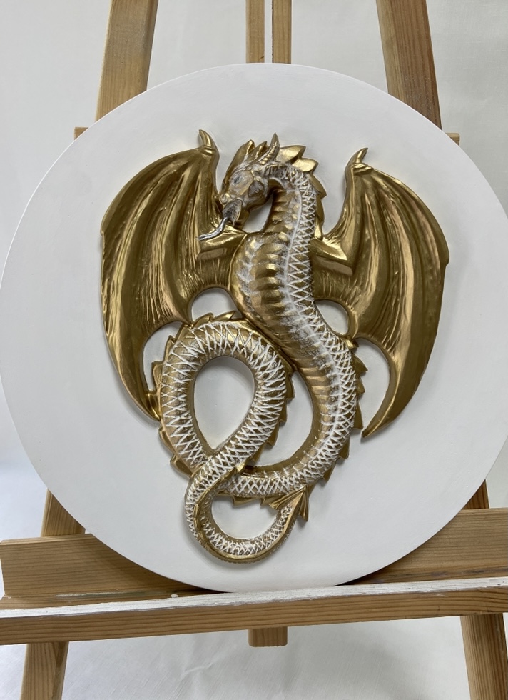 Handmade bas-relief Dragon, Gold Dragon, Dragon decor, Wall | Inspire ...