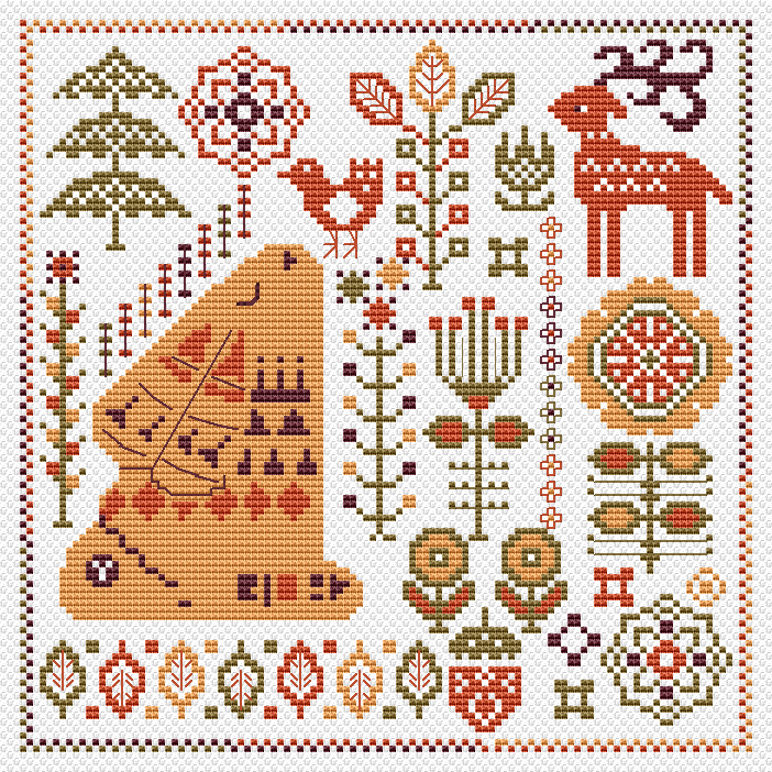 Scandinavian Cross Stitch Pattern Nordic Stitching Primitive - Inspire ...
