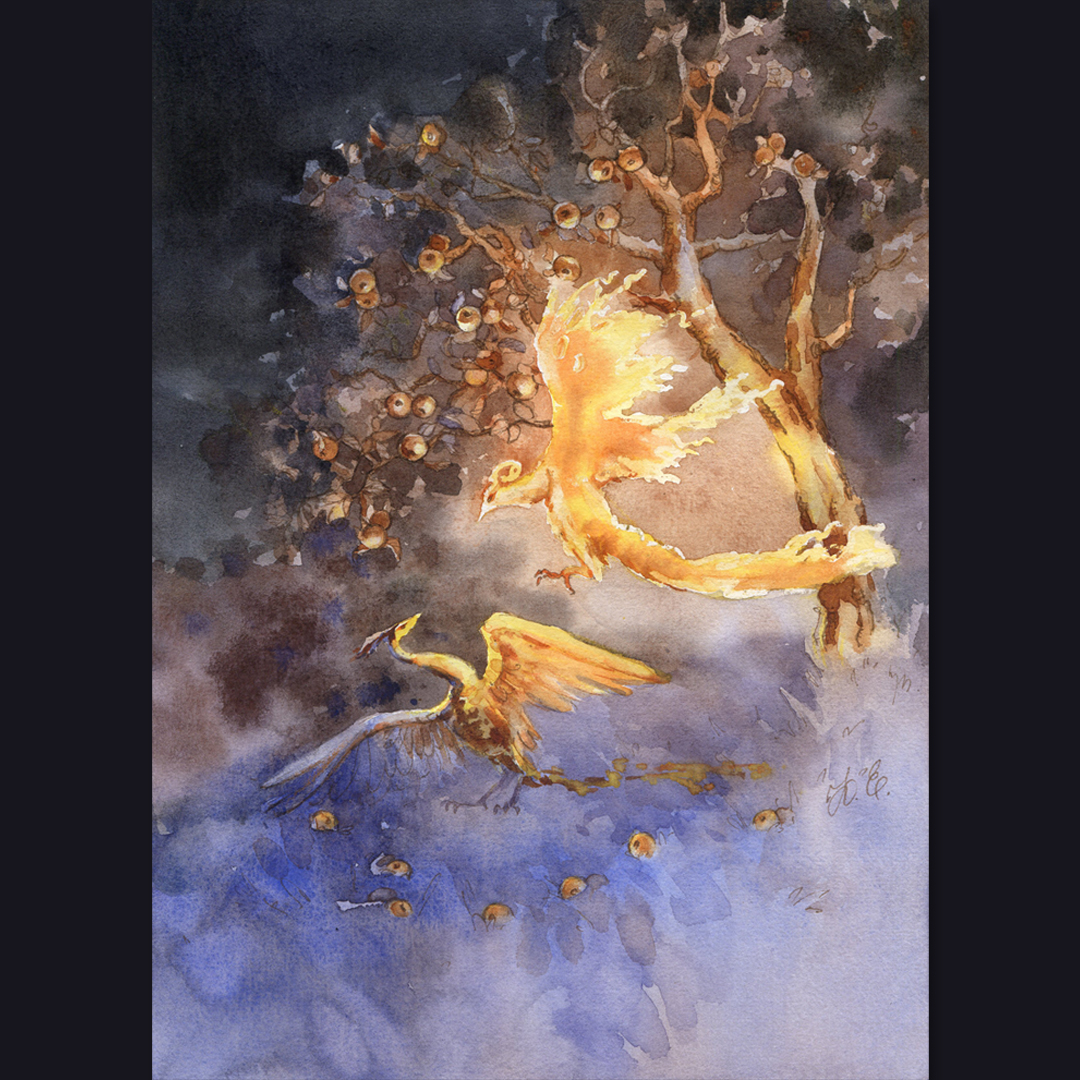 Firebird painting Original fantasy art Watercolor by Yulia E - Inspire ...