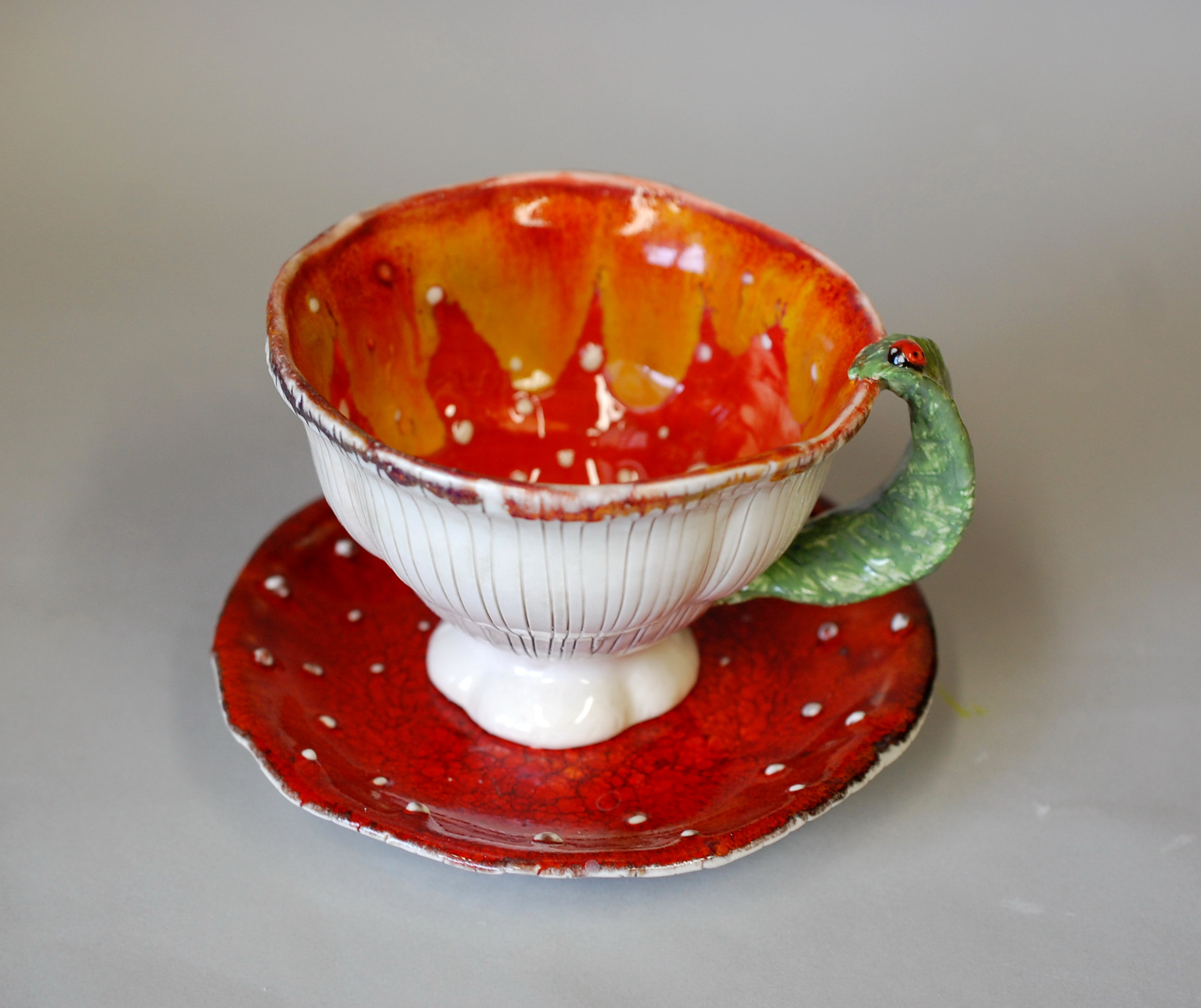 Ceramic tea set Fly agaric Handmade red mushroom white polka | Inspire ...