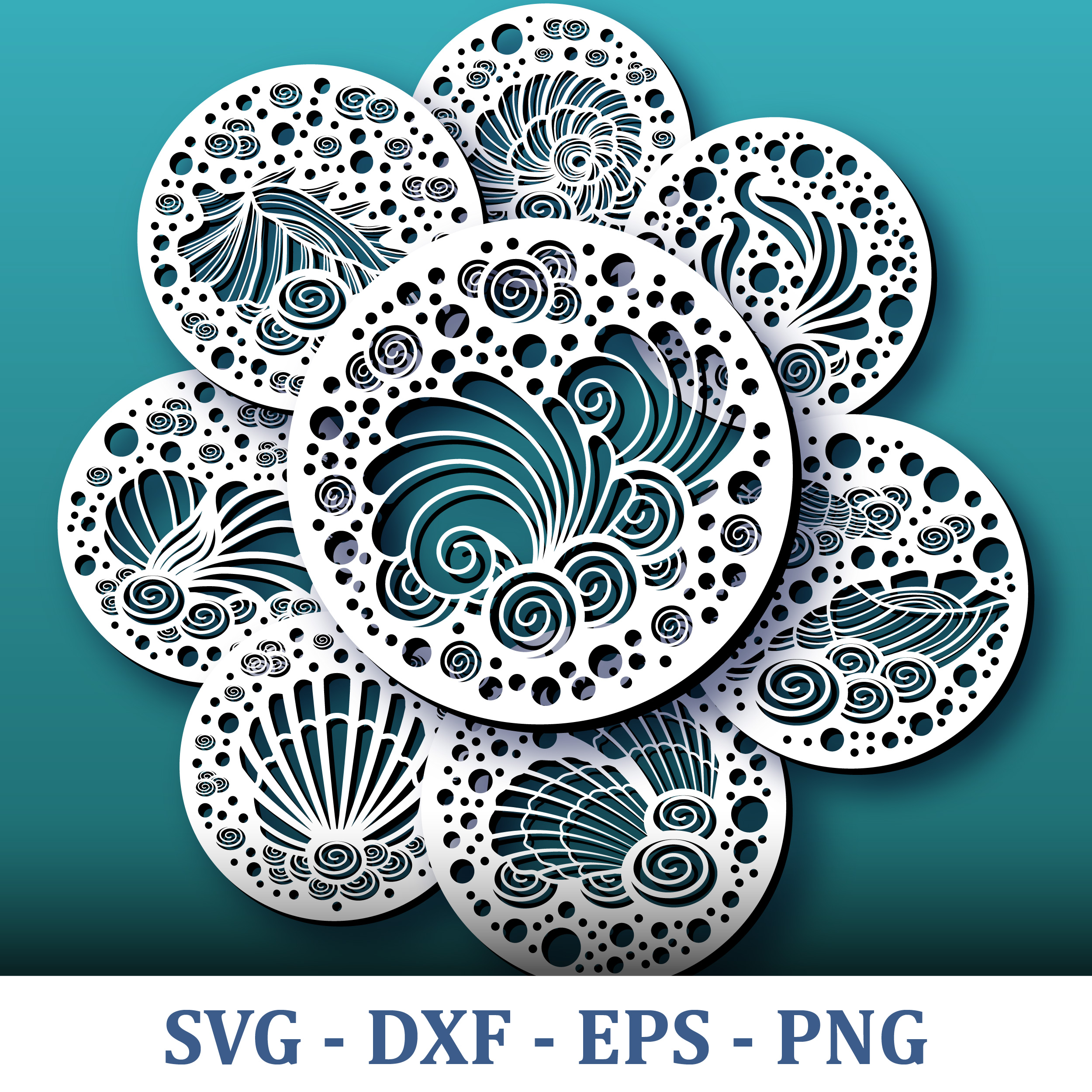 8 Nautical Mandala Coasters, laser cut files, templetes for - Inspire ...