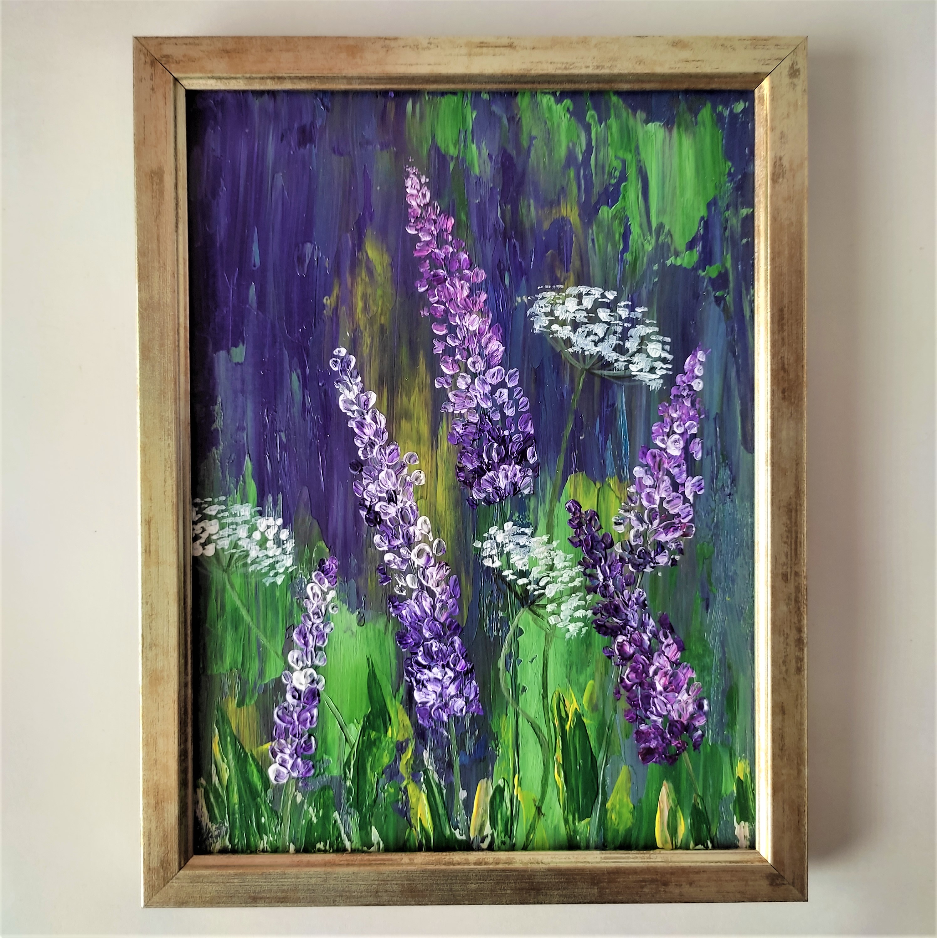 Textured painting with lavender, Lavender palette knife pain - Inspire ...