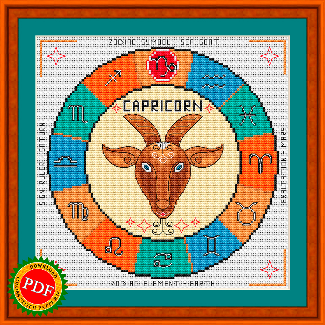 Capricorn Cross Stitch Pattern | Capricorn Zodiac Sign - Inspire Uplift