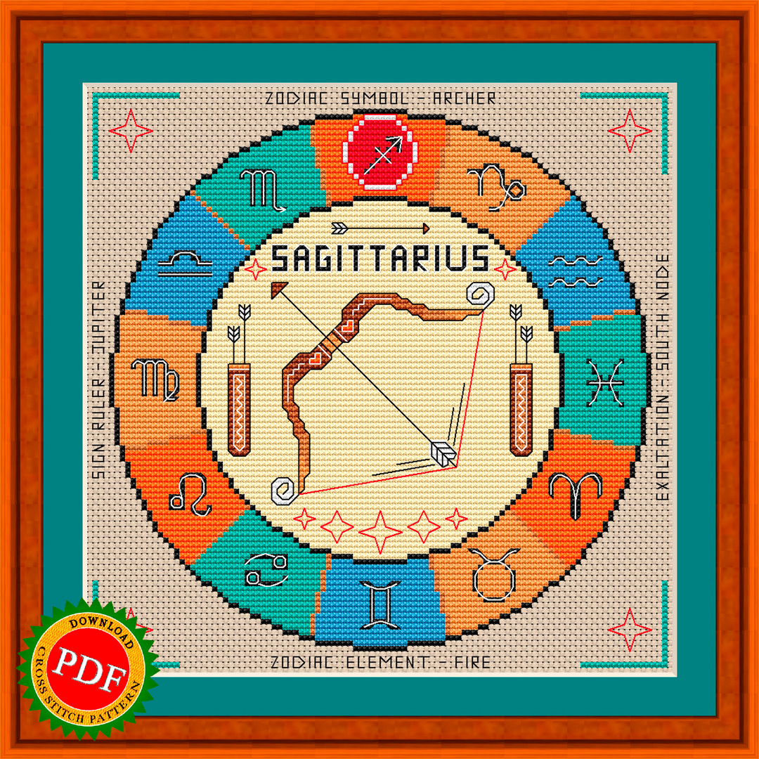 Sagittarius Cross Stitch Pattern | Sagittarius Zodiac Sign - Inspire Uplift