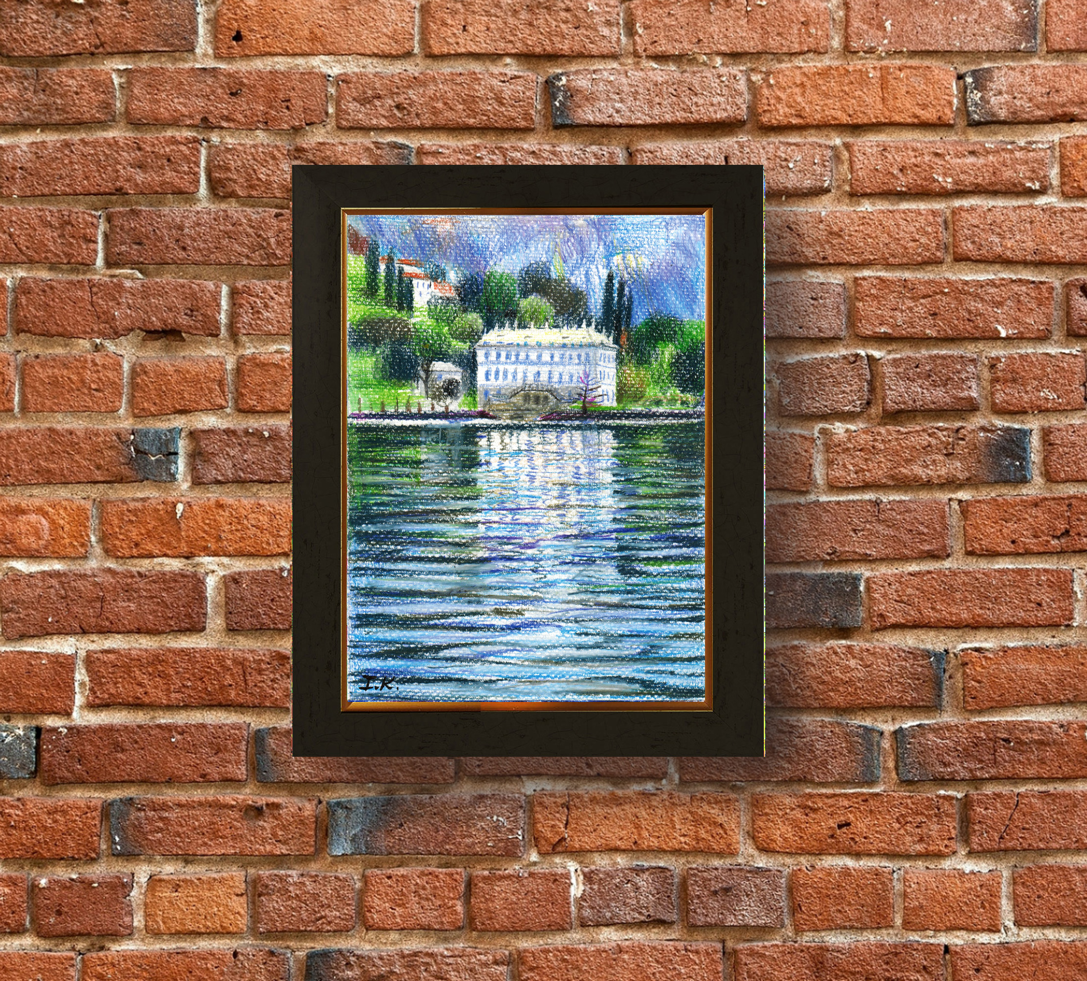 Como lake landscape. Original pencil drawing - Inspire Uplift