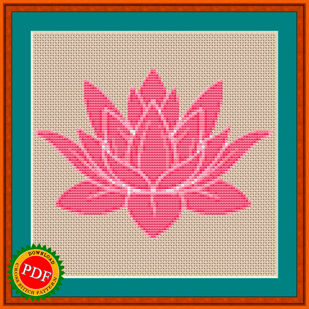 Pink Lotus Flower Cross Stitch Pattern | Pink Lotus | Inspire Uplift