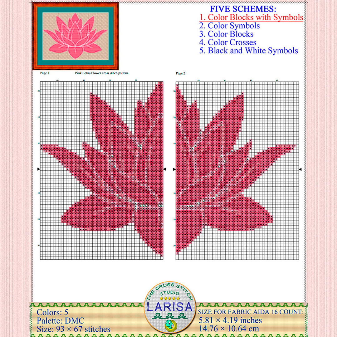 Pink Lotus Flower Cross Stitch Pattern | Pink Lotus - Inspire Uplift