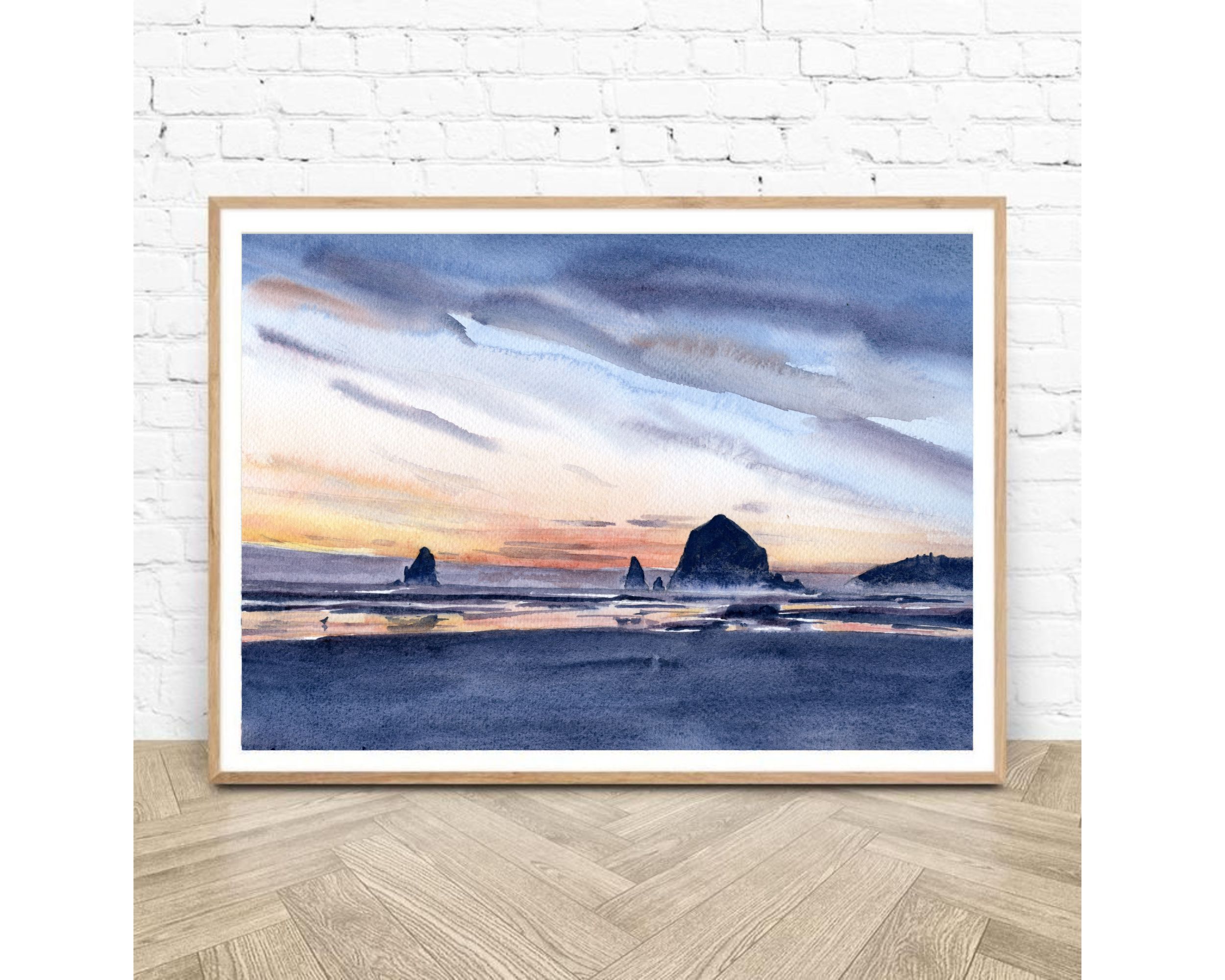 Cannon Beach Print Art Oregon Coast Poster Haystack Rock - Inspire Uplift