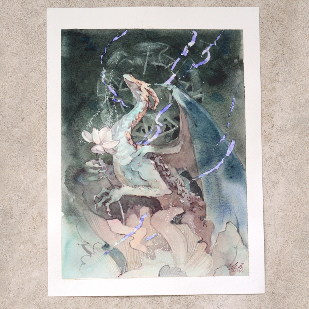 Lotus Dragon painting Original fantasy art by Yulia Evsyukov - Inspire ...
