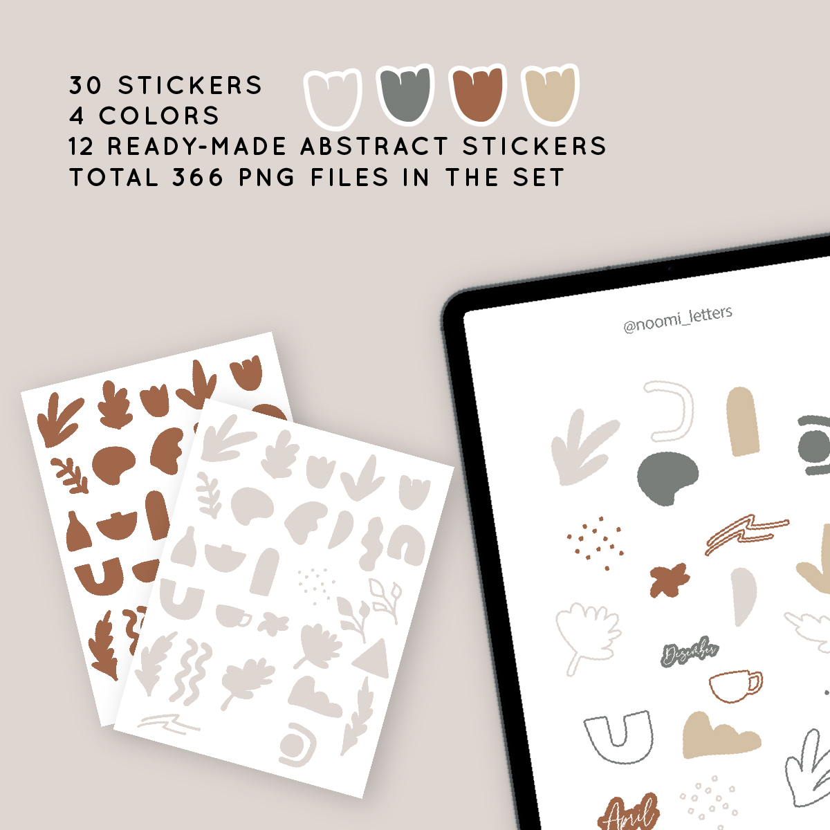 Digital abstract stickers, Precropped Goodnotes Sticker Book - Inspire ...