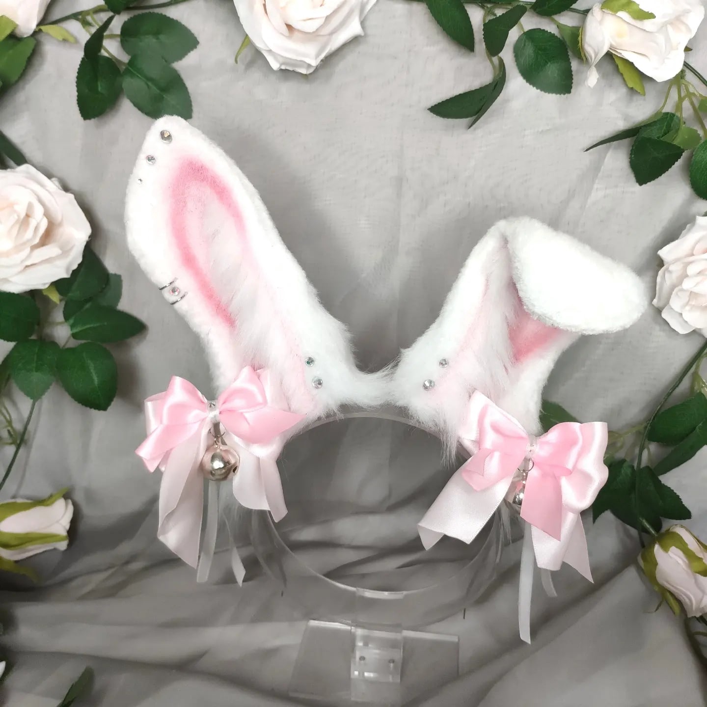 Realistic White Bunny Ears Headband and Tail - Inspire Uplift