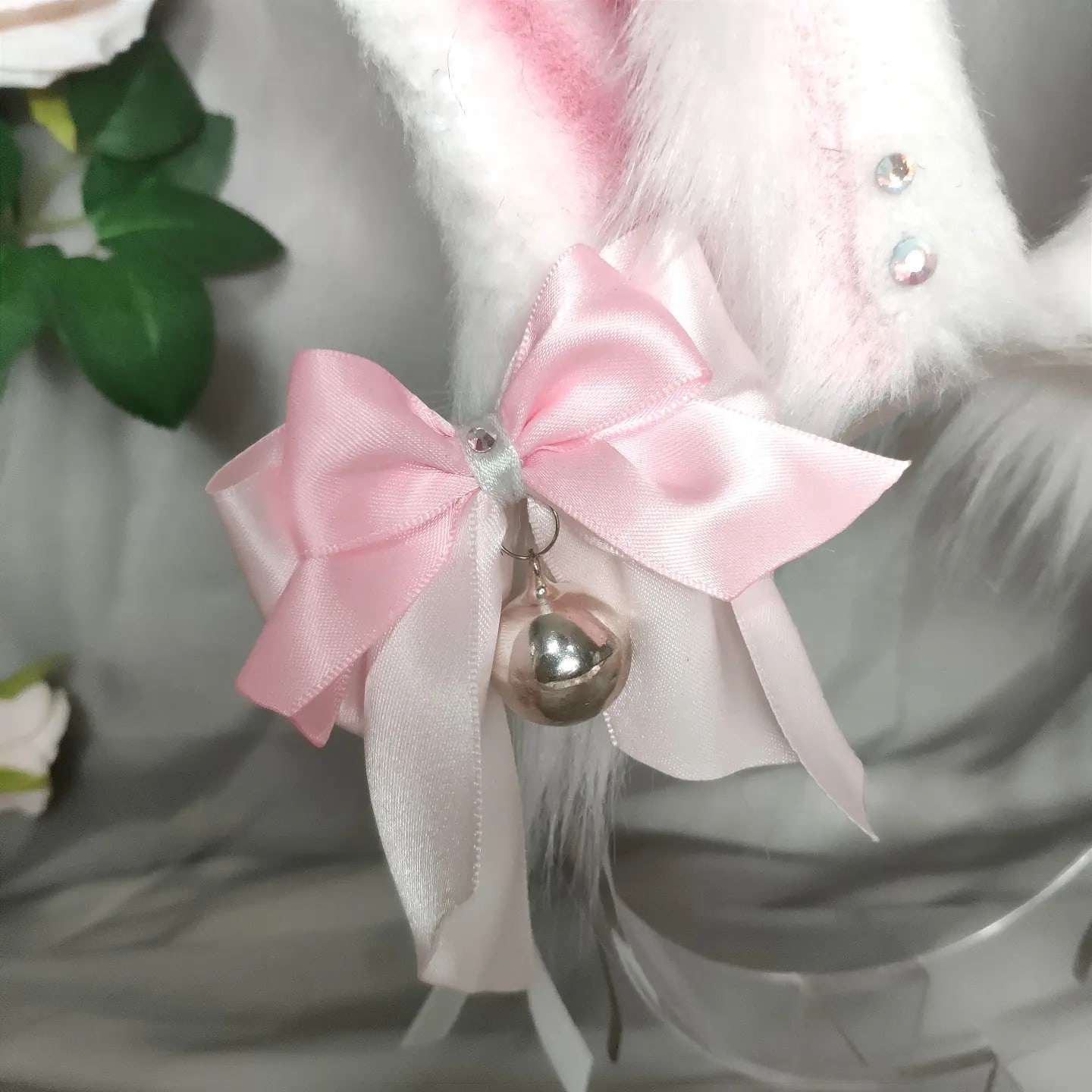 Realistic White Bunny Ears Headband and Tail - Inspire Uplift