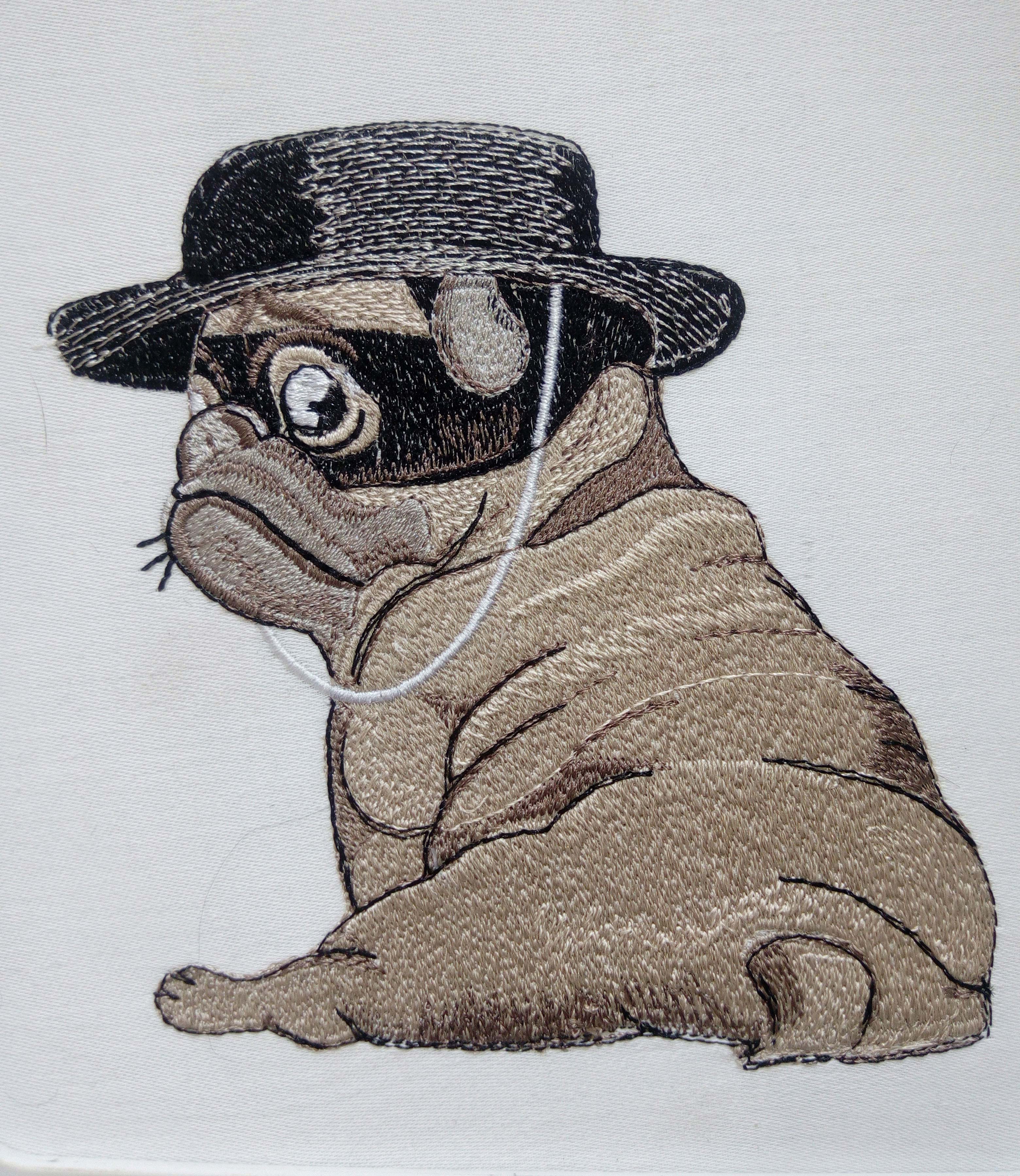 Pug Zorro Machine Embroidery Design DIGITAL 3 sizes | Inspire Uplift