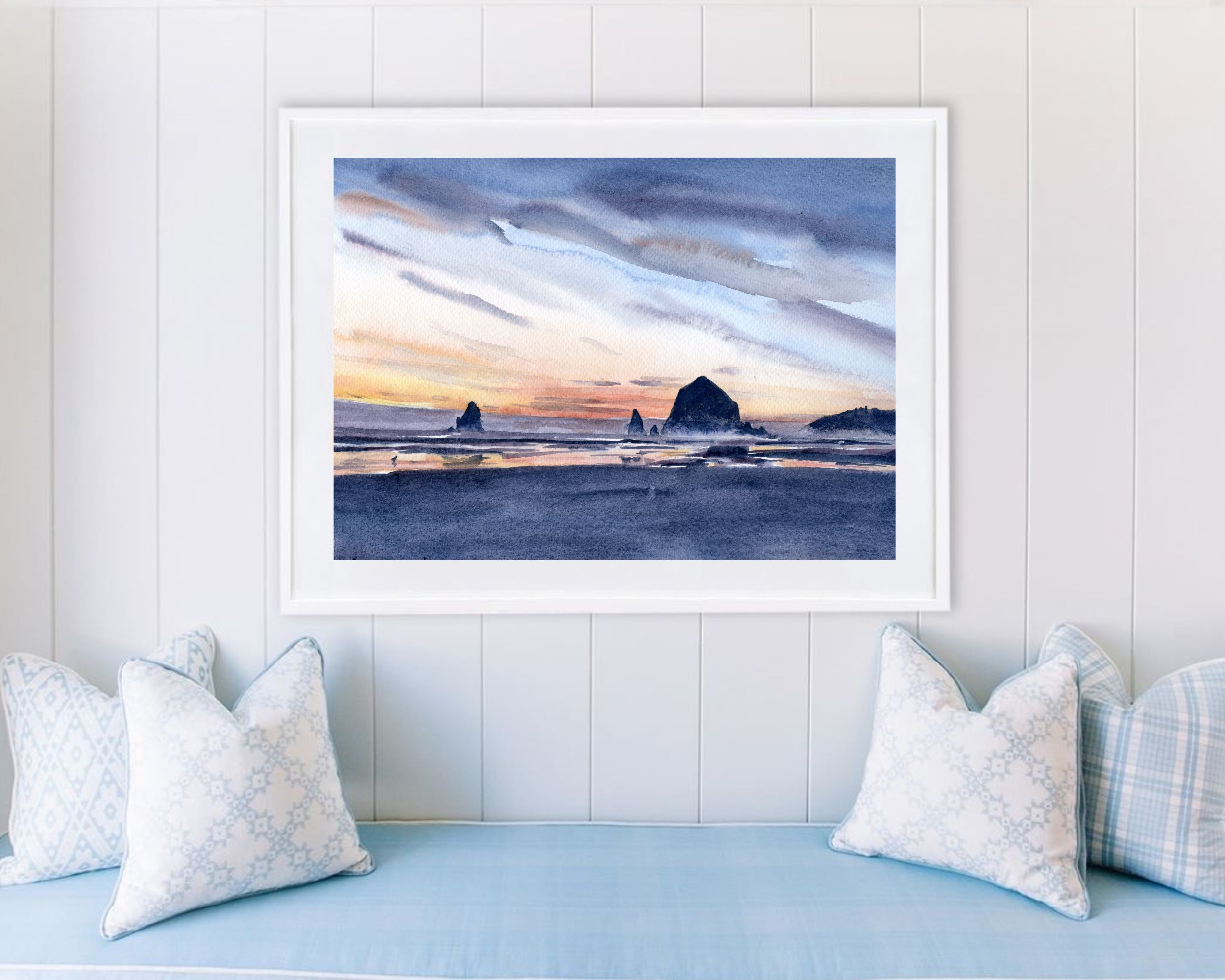Cannon Beach Print Art Oregon Coast Poster Haystack Rock - Inspire Uplift