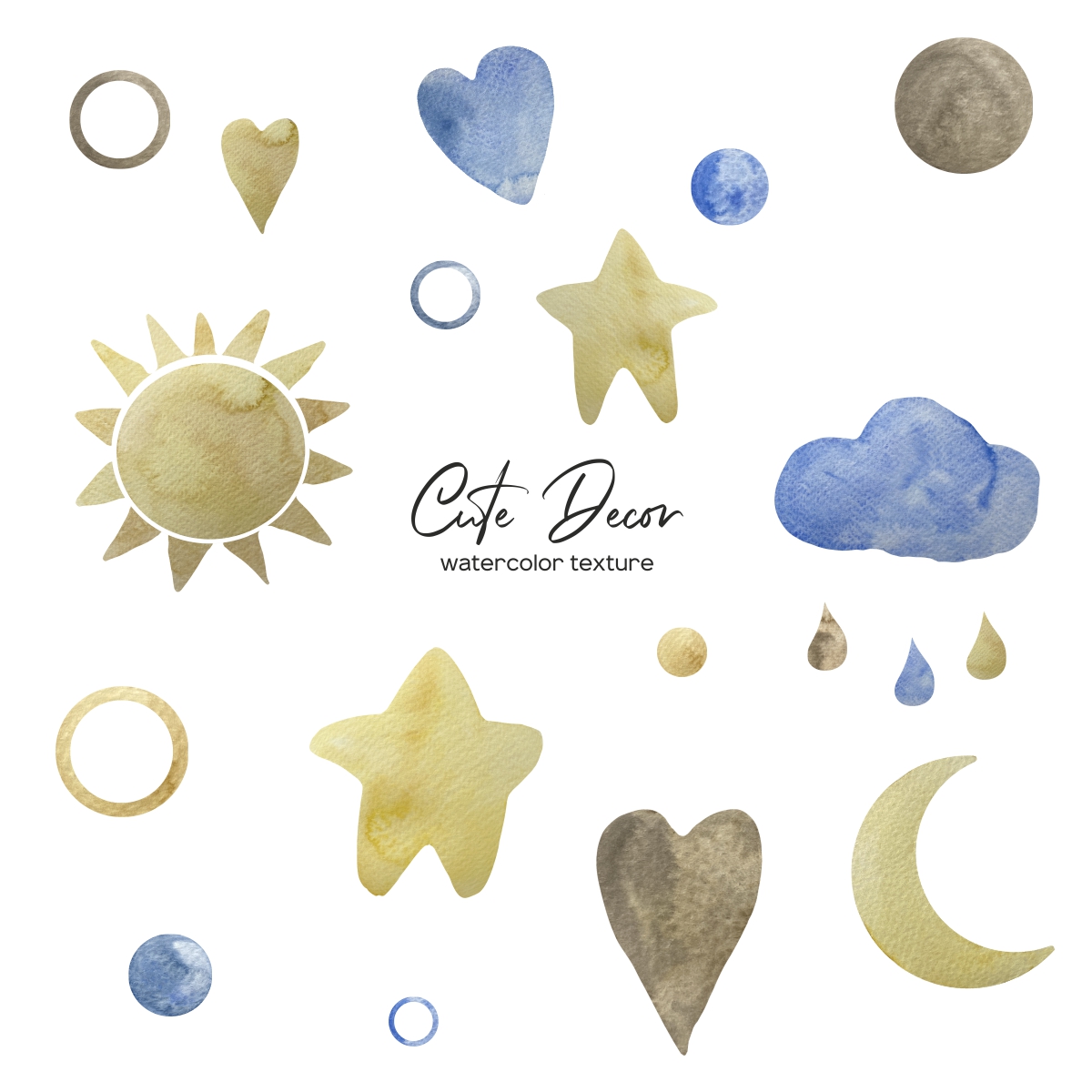 Watercolor boho rainbow clipart with blue and biege elements - Inspire ...