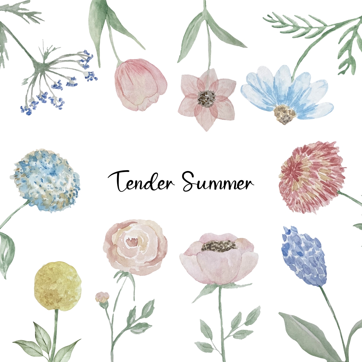 Blue and pink pastel watercolor flowers cipart | Inspire Uplift