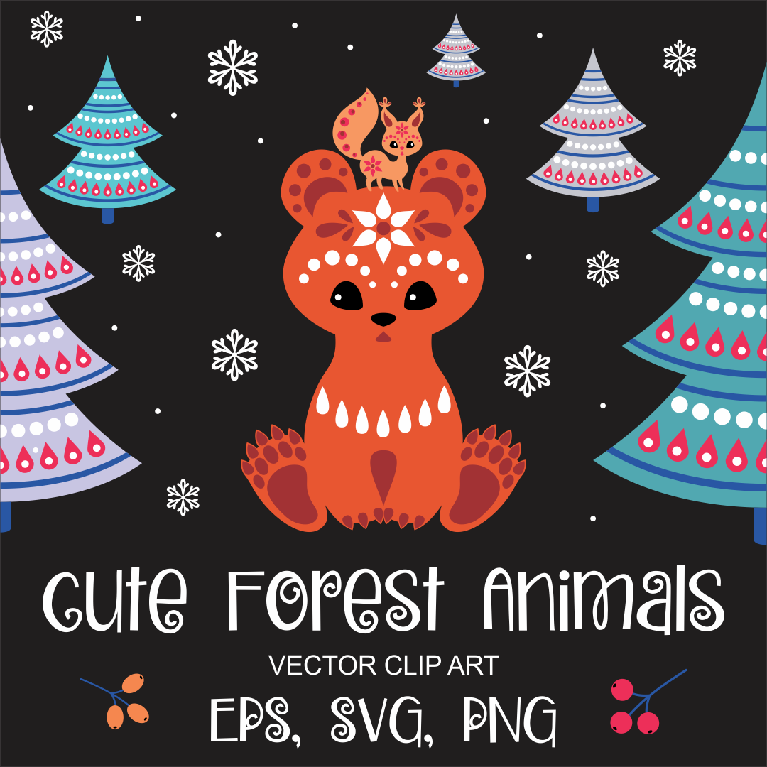 Forest animals clipart | Christmas illustrations | Inspire Uplift