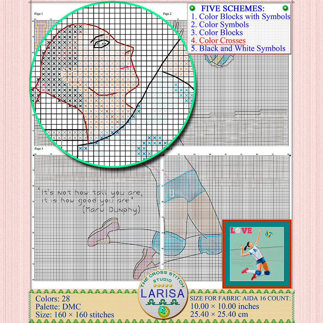 Volleyball Cross Stitch Pattern | Volleyball player - Inspire Uplift