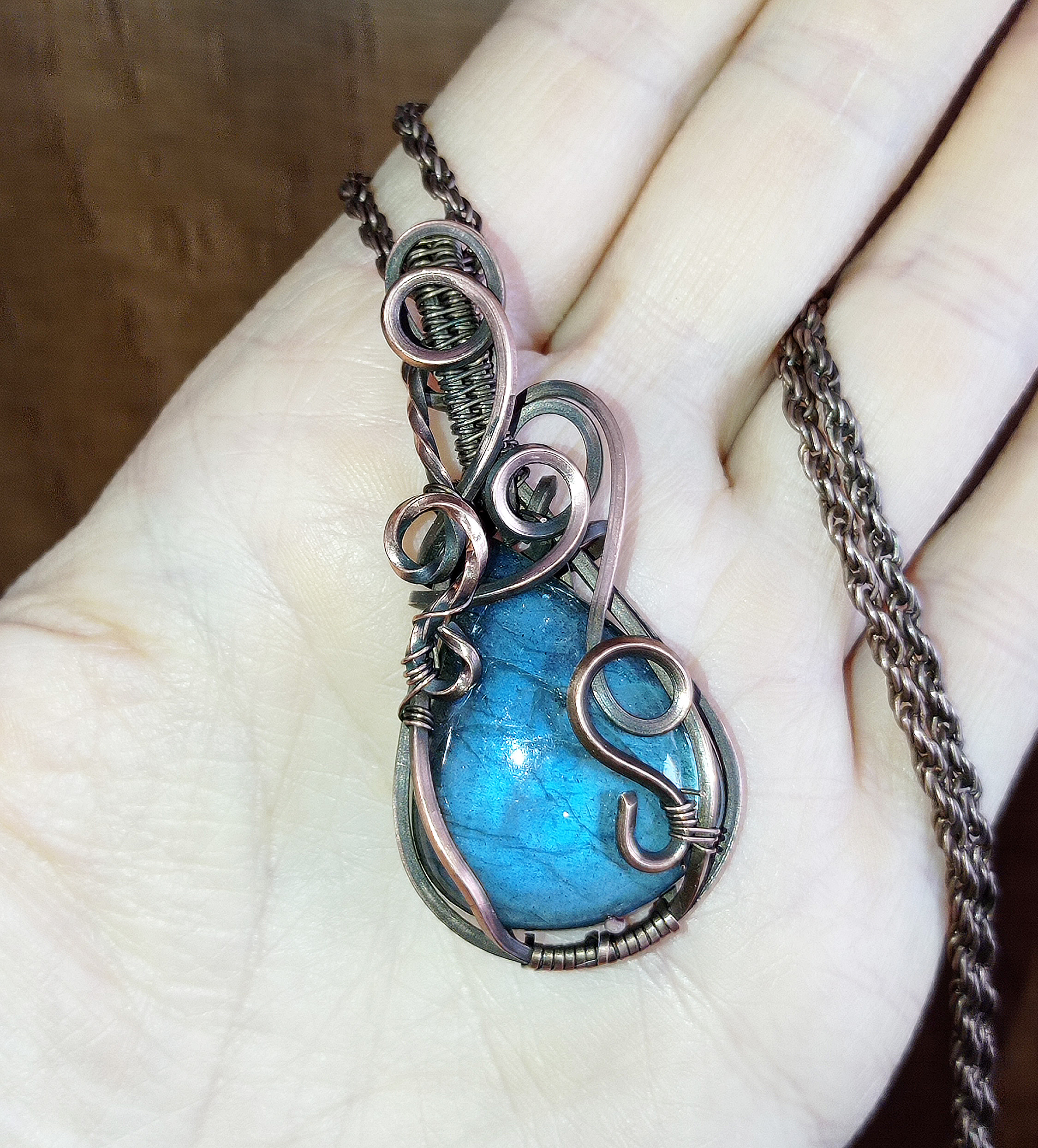 Bright blue labradorite necklace, summer jewelry - Inspire Uplift