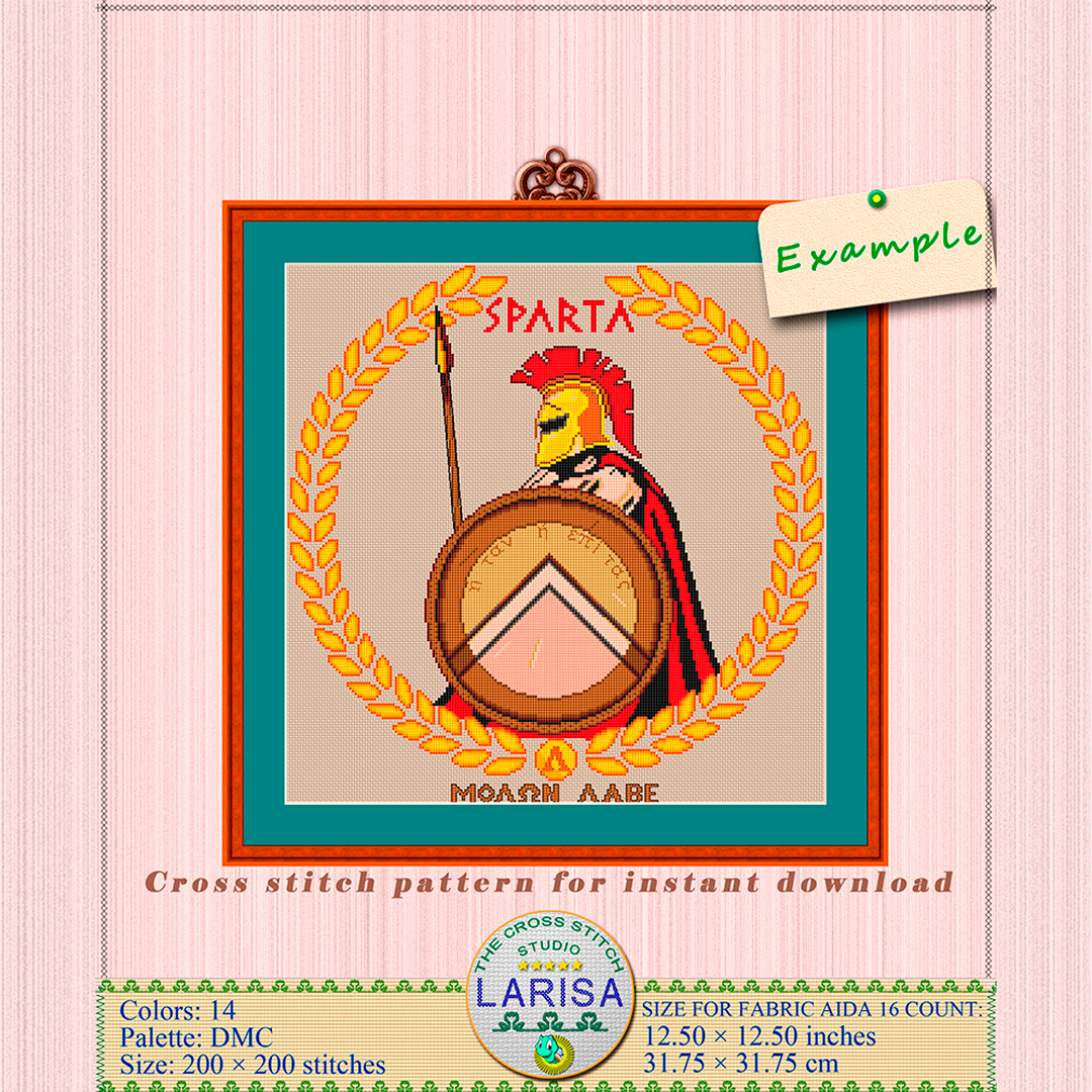 Spartan Cross Stitch Pattern | Spartan Warrior - Inspire Uplift
