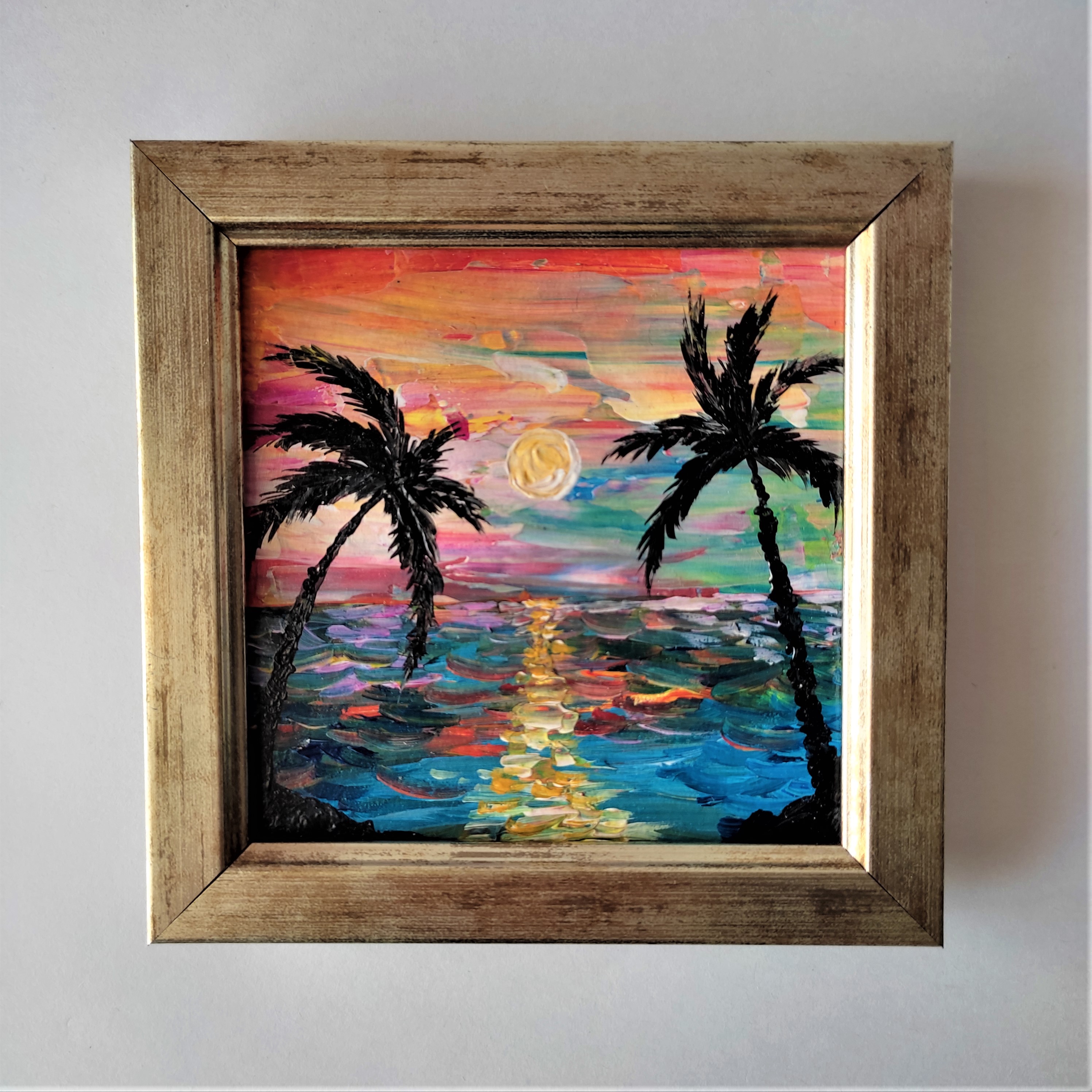 Sunset Painting Seascape Small Wall Decor Tropical Sunset Im | Inspire ...