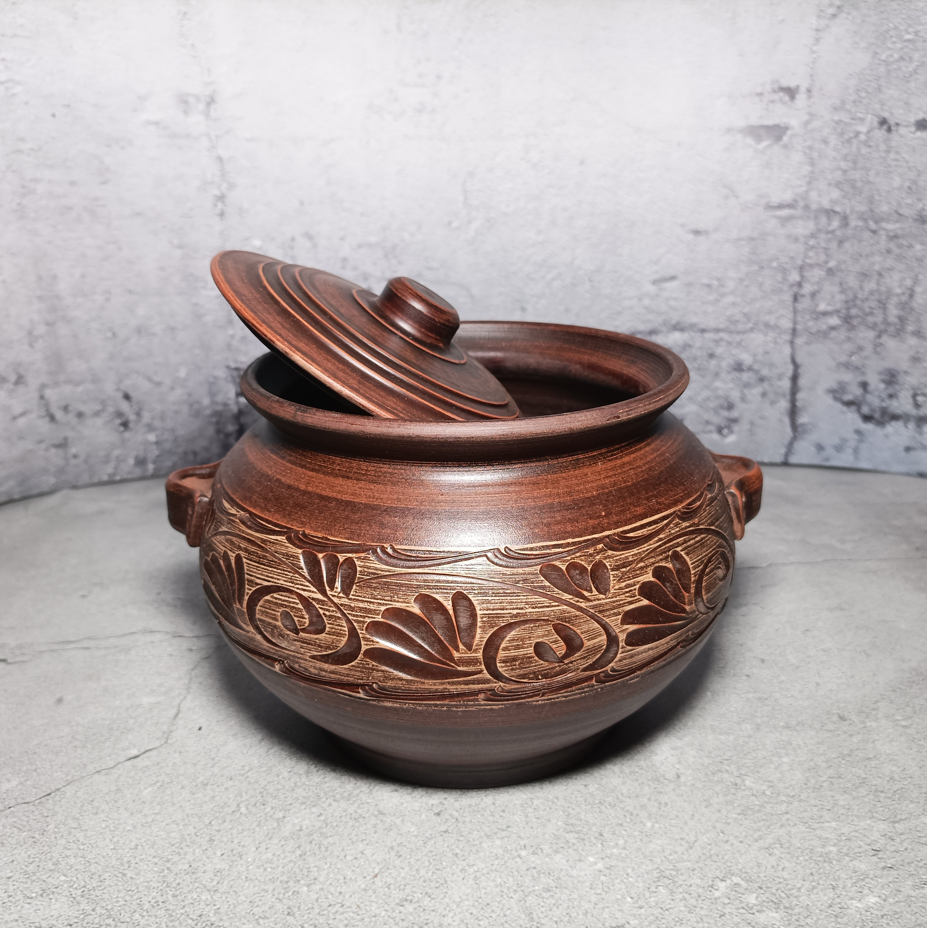 Pottery casserole 3000 ml Handmade red clay Cooking Pot - Inspire Uplift