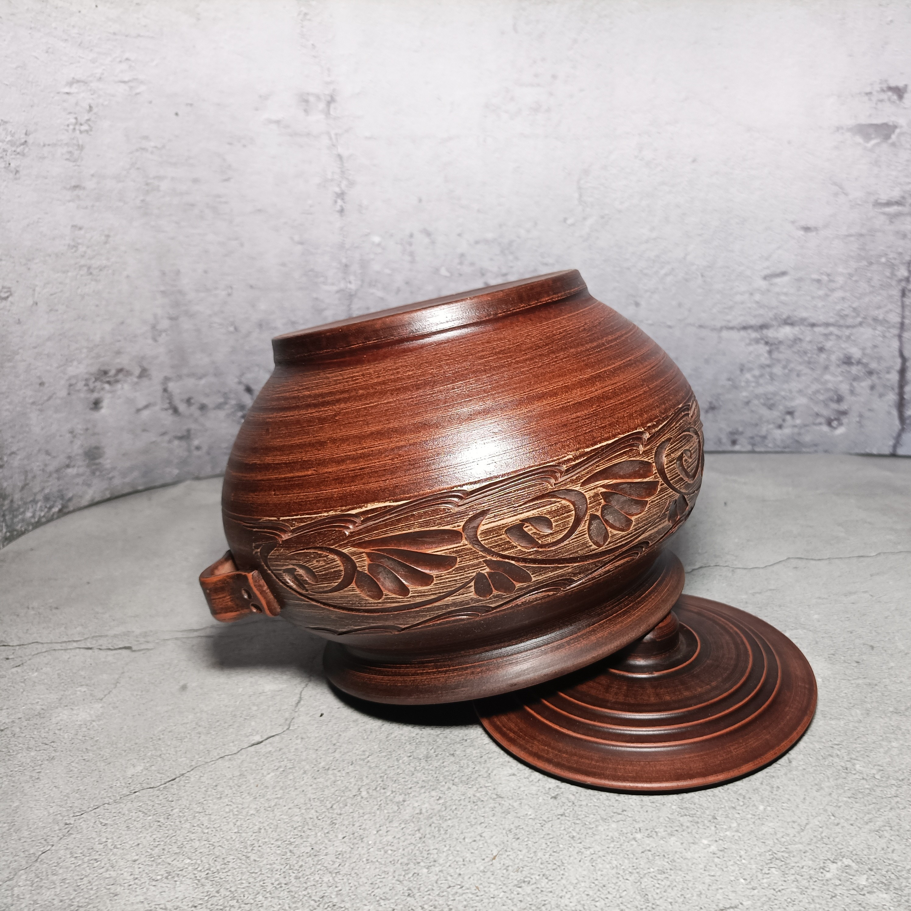 Pottery casserole 3000 ml Handmade red clay Cooking Pot - Inspire Uplift
