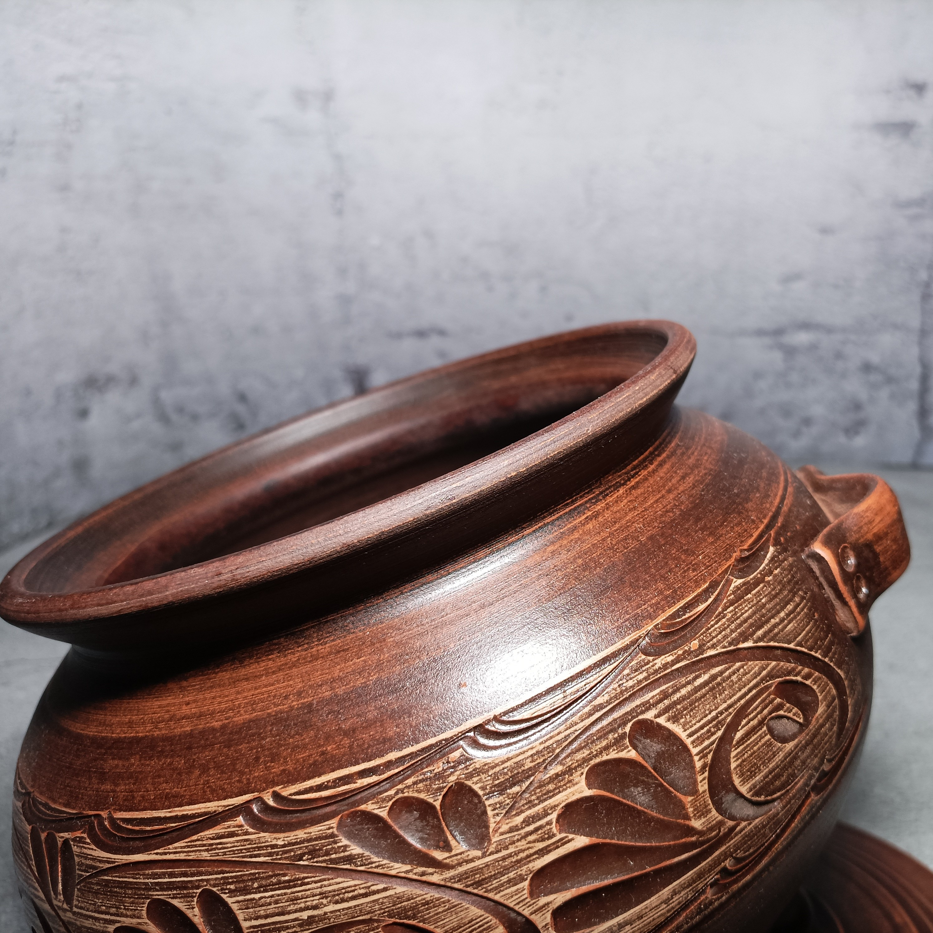 Pottery casserole 3000 ml Handmade red clay Cooking Pot - Inspire Uplift
