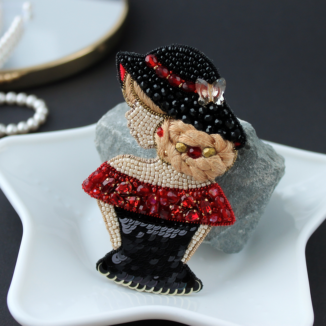 Embroidered Brooch Girl in a Hat. Beaded Brooch Handmade. Gi - Inspire ...
