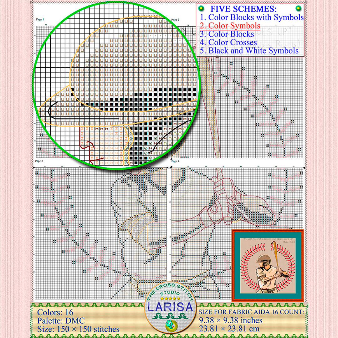 Baseball Cross Stitch Pattern | Baseball Player - Inspire Uplift