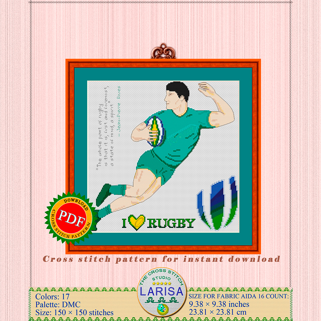 Rugby Cross Stitch Pattern | Rugby Union - Inspire Uplift